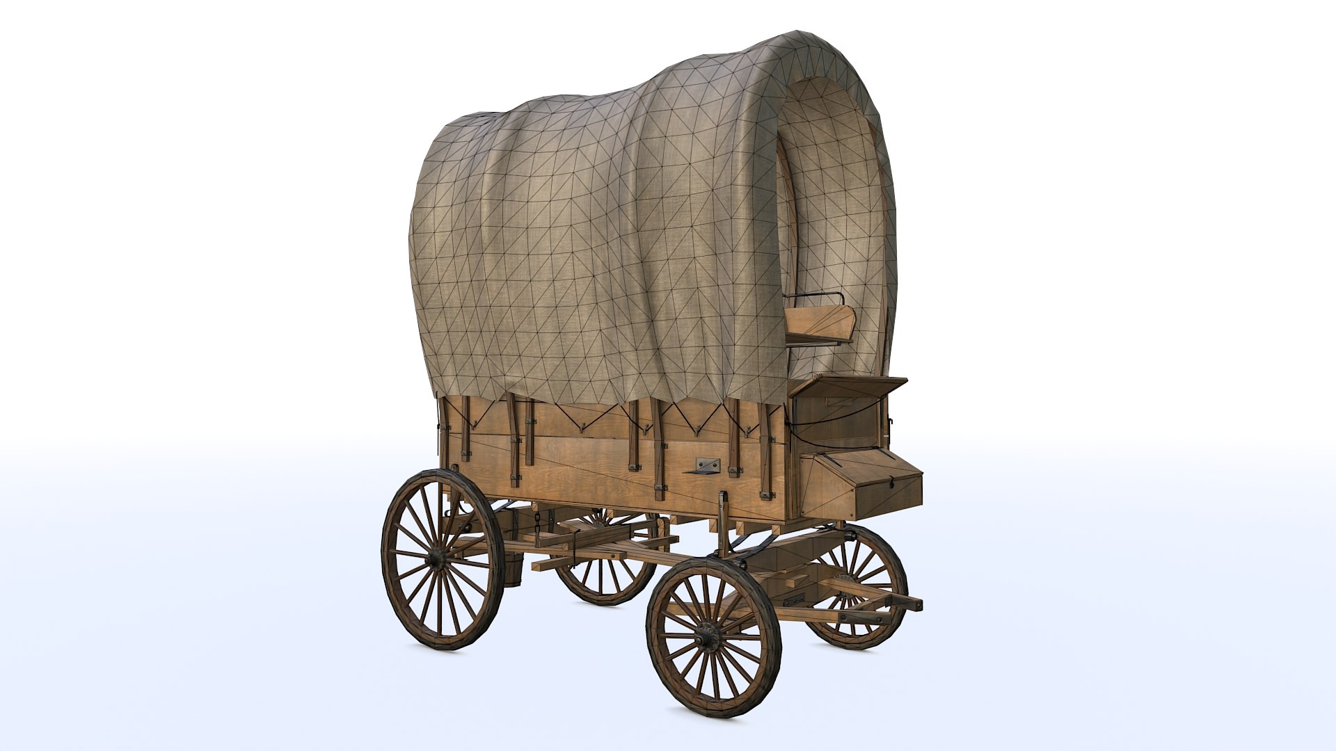 3D old western covered wagon model - TurboSquid 1506627