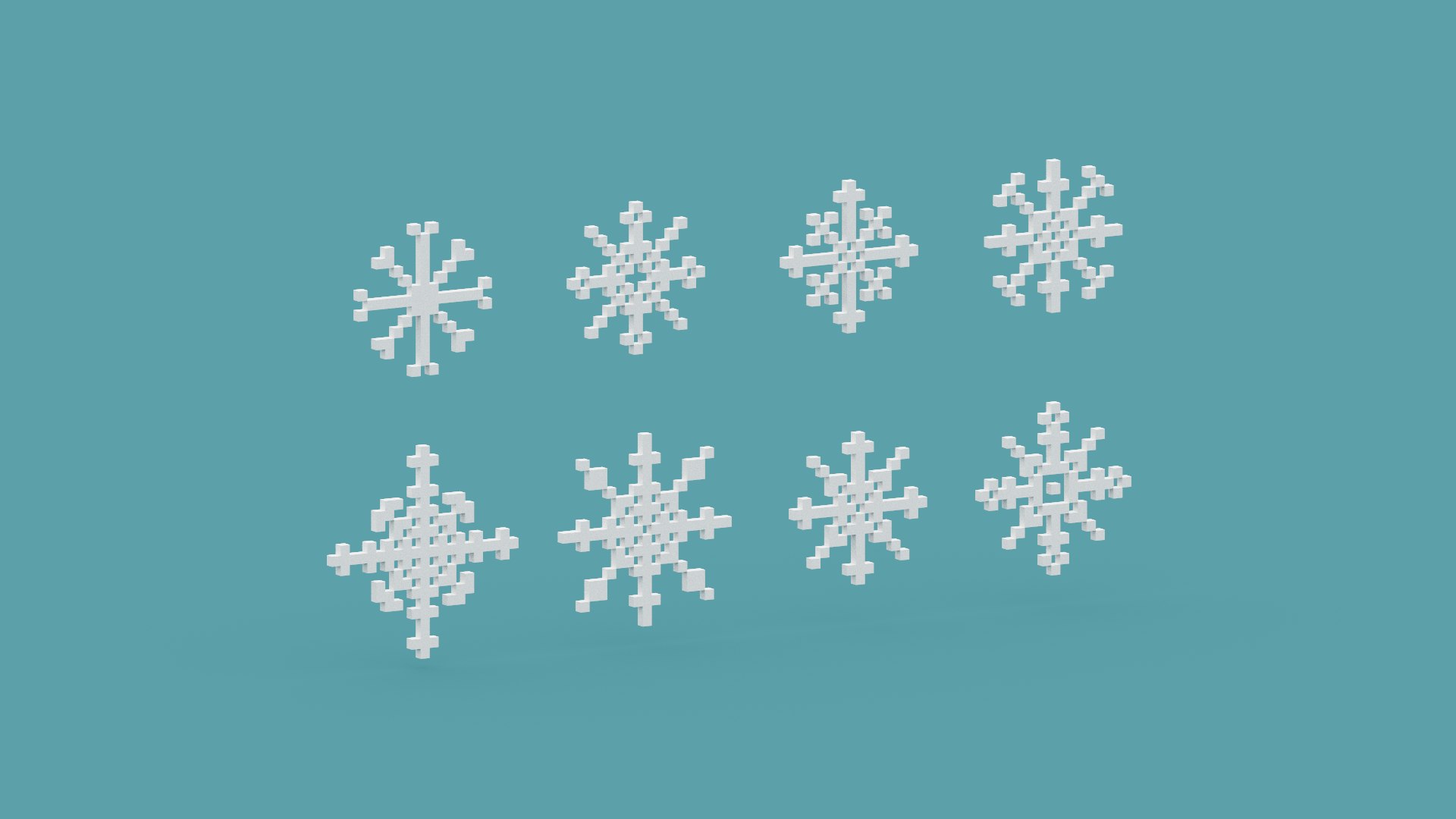 3D Pixel Snowflake Icon Set Model - TurboSquid 1971495