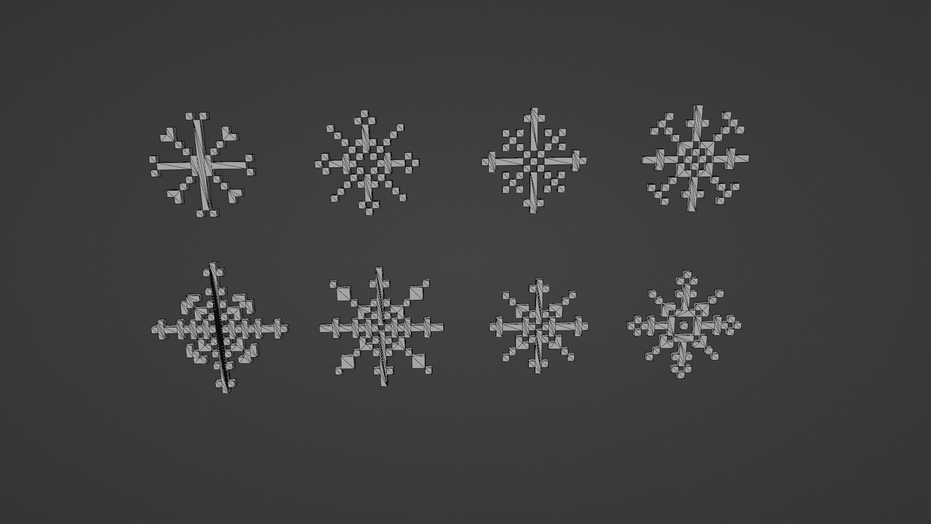 3D Pixel Snowflake Icon Set Model - TurboSquid 1971495