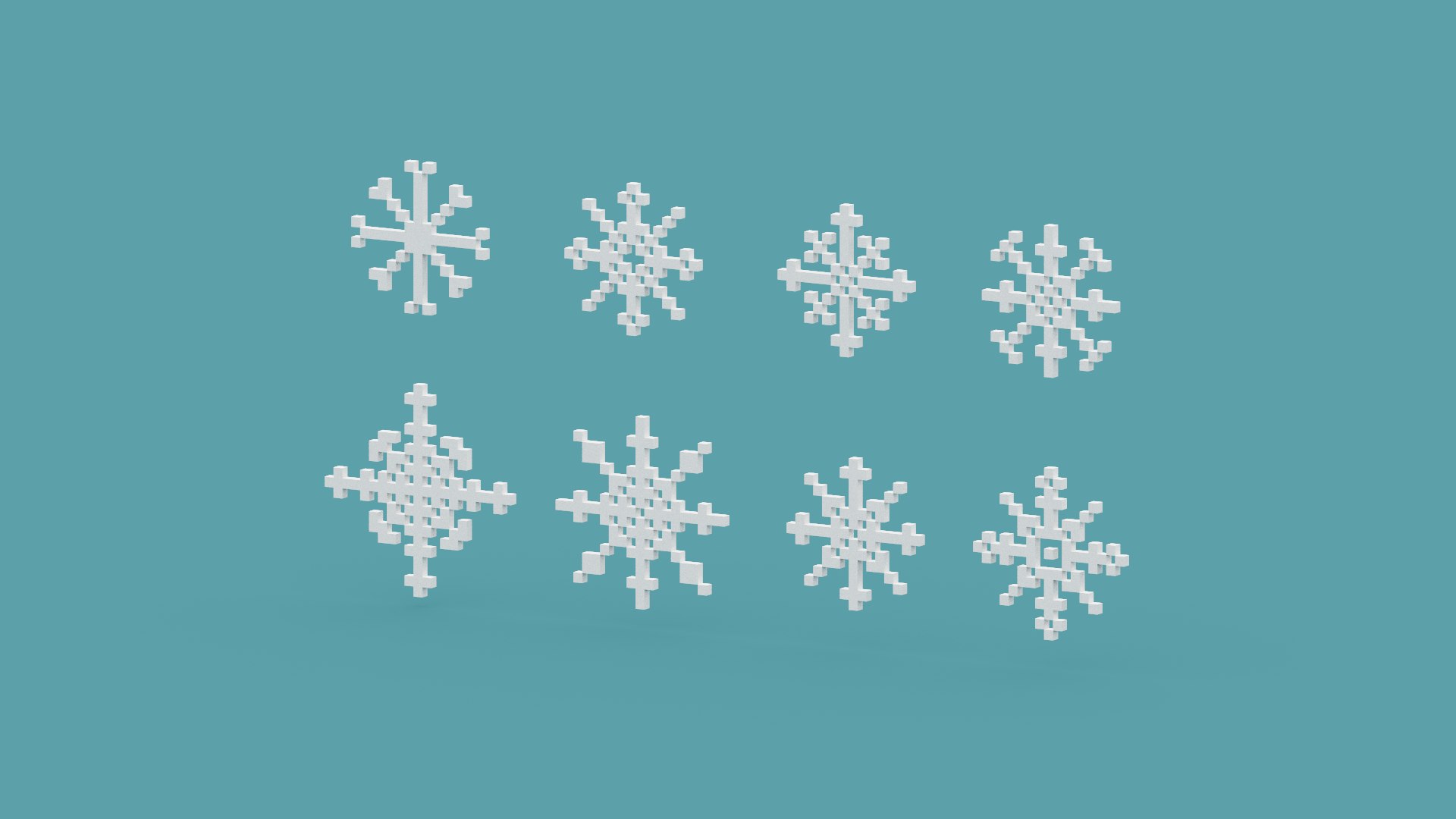 3D Pixel Snowflake Icon Set Model - TurboSquid 1971495