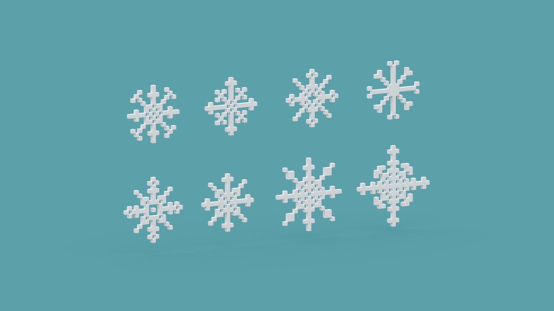 3D Pixel Snowflake Icon Set Model - TurboSquid 1971495