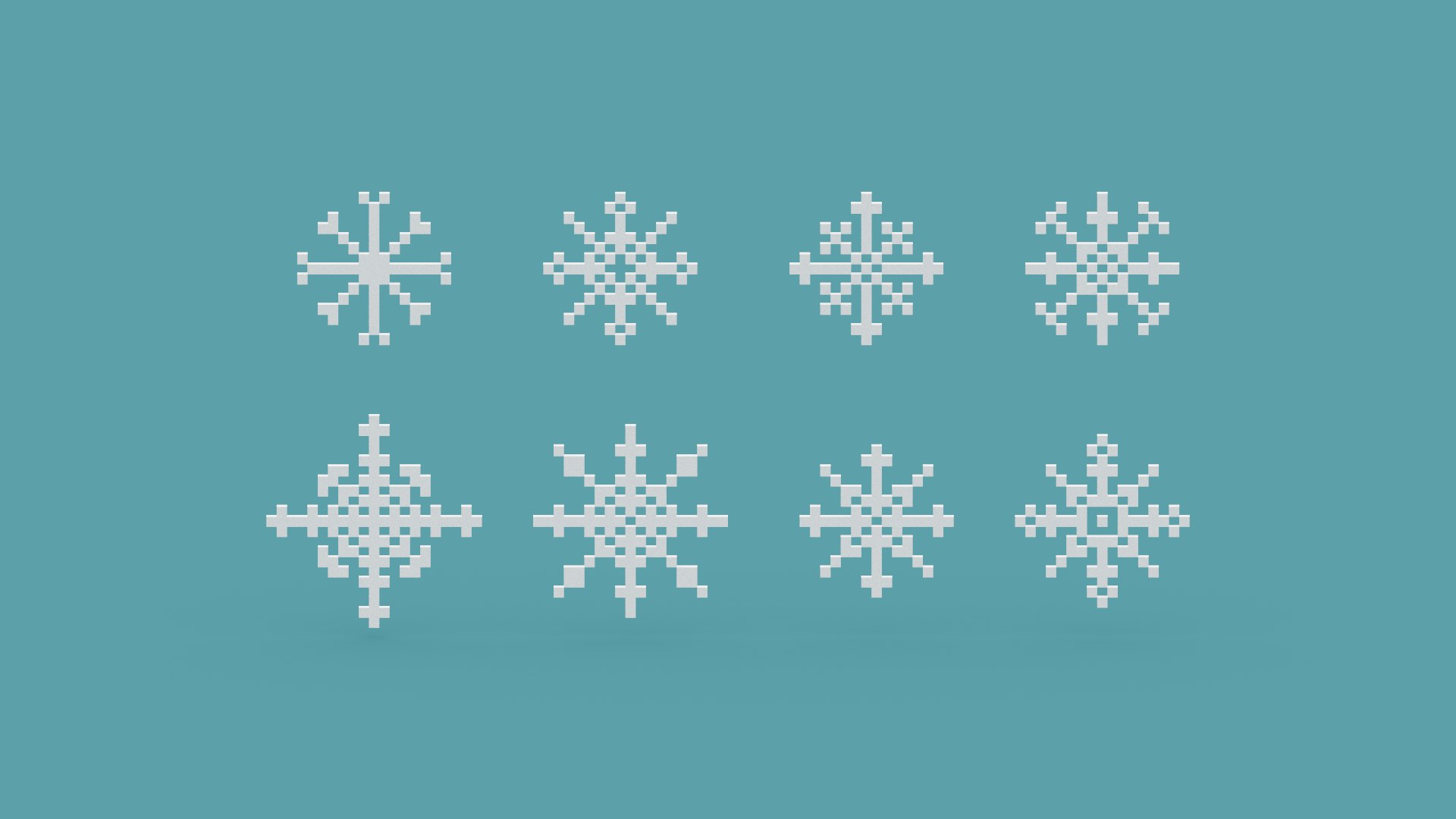 3D Pixel Snowflake Icon Set Model - TurboSquid 1971495