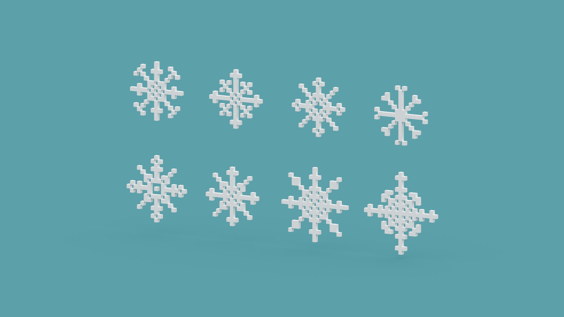 3D Pixel Snowflake Icon Set Model - TurboSquid 1971495
