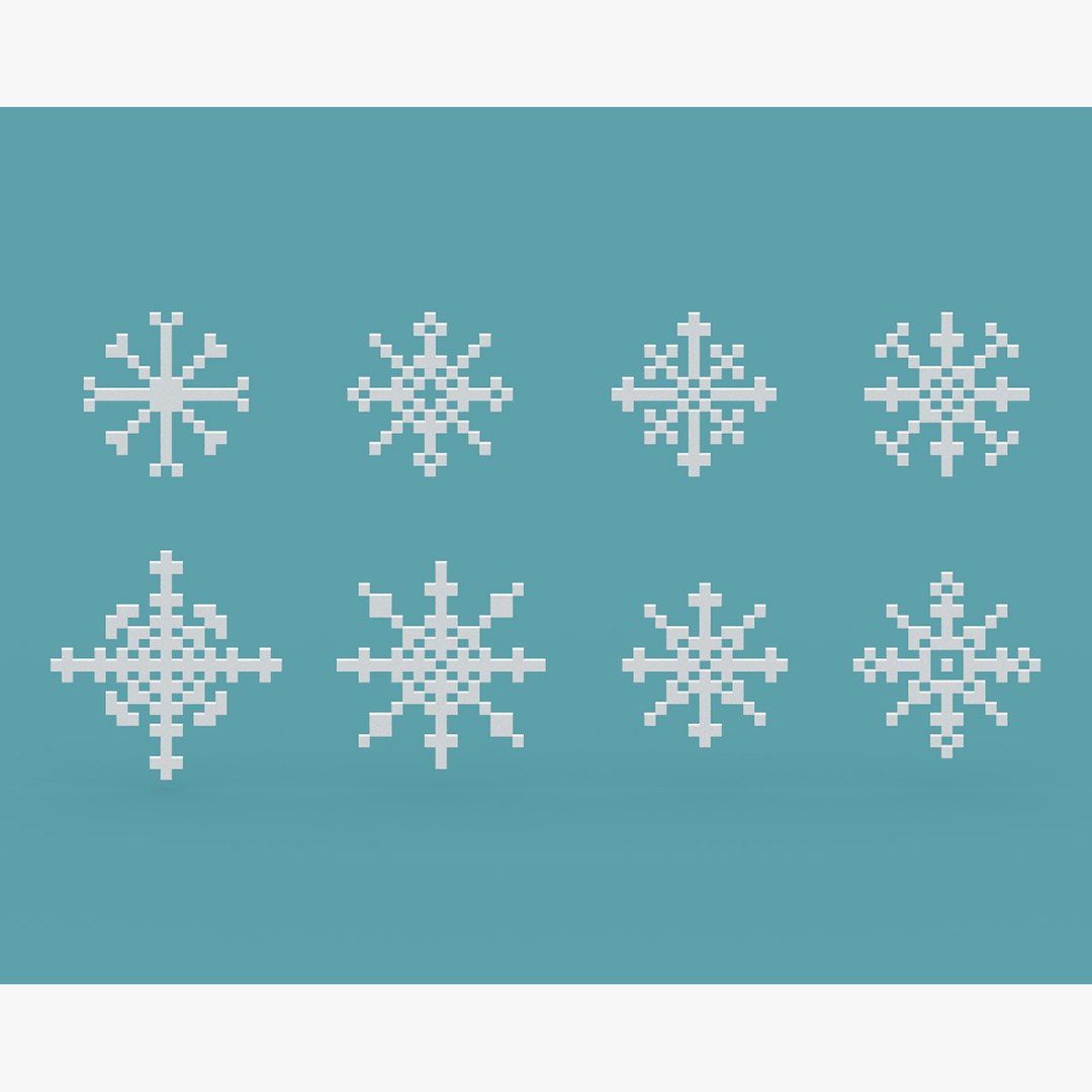 3D модель Pixel Snowflake Icon Set - TurboSquid 1971495