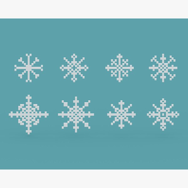 3D Pixel Snowflake Icon Set model - TurboSquid 1971495