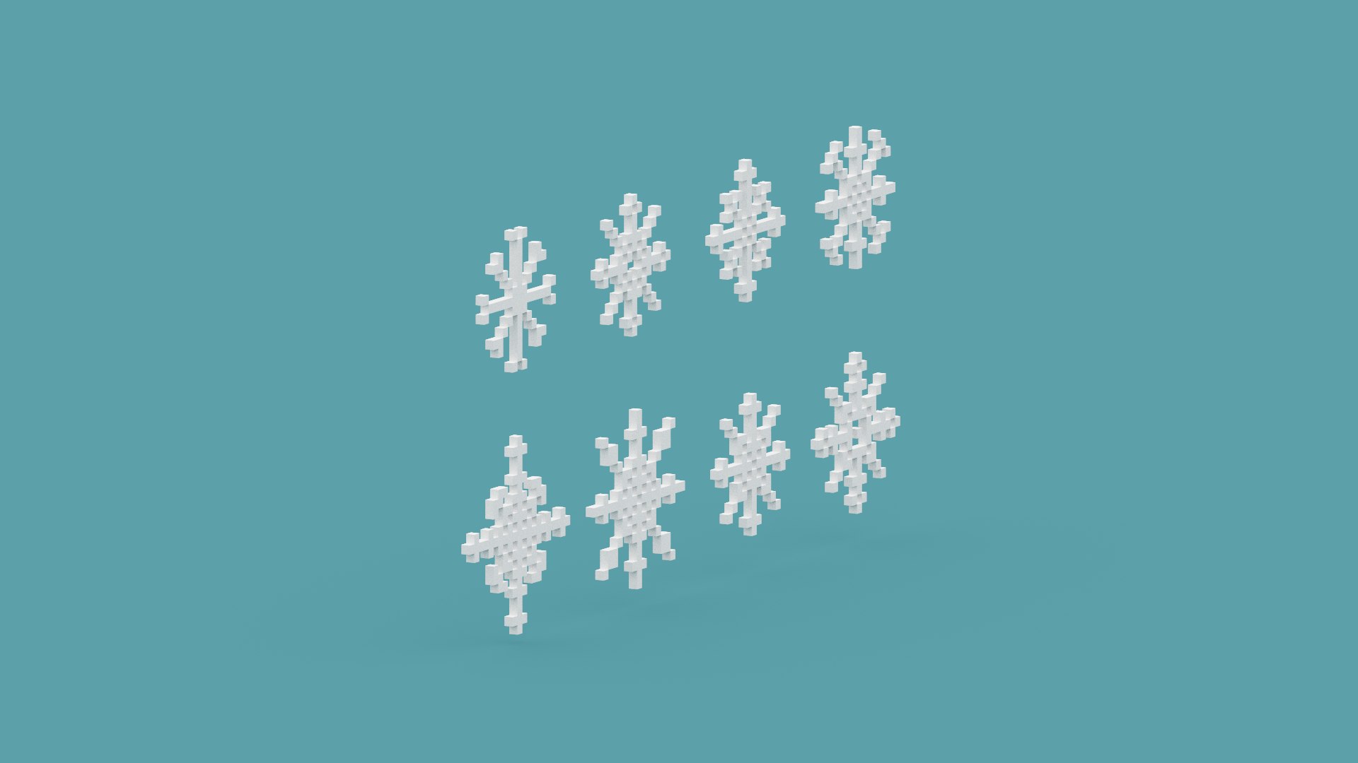 3D Pixel Snowflake Icon Set Model - TurboSquid 1971495