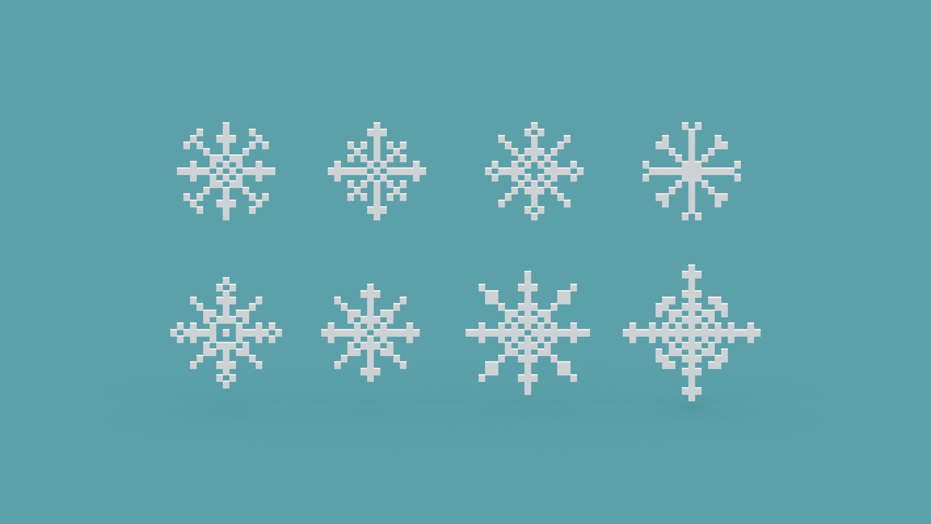 3D Pixel Snowflake Icon Set Model - TurboSquid 1971495