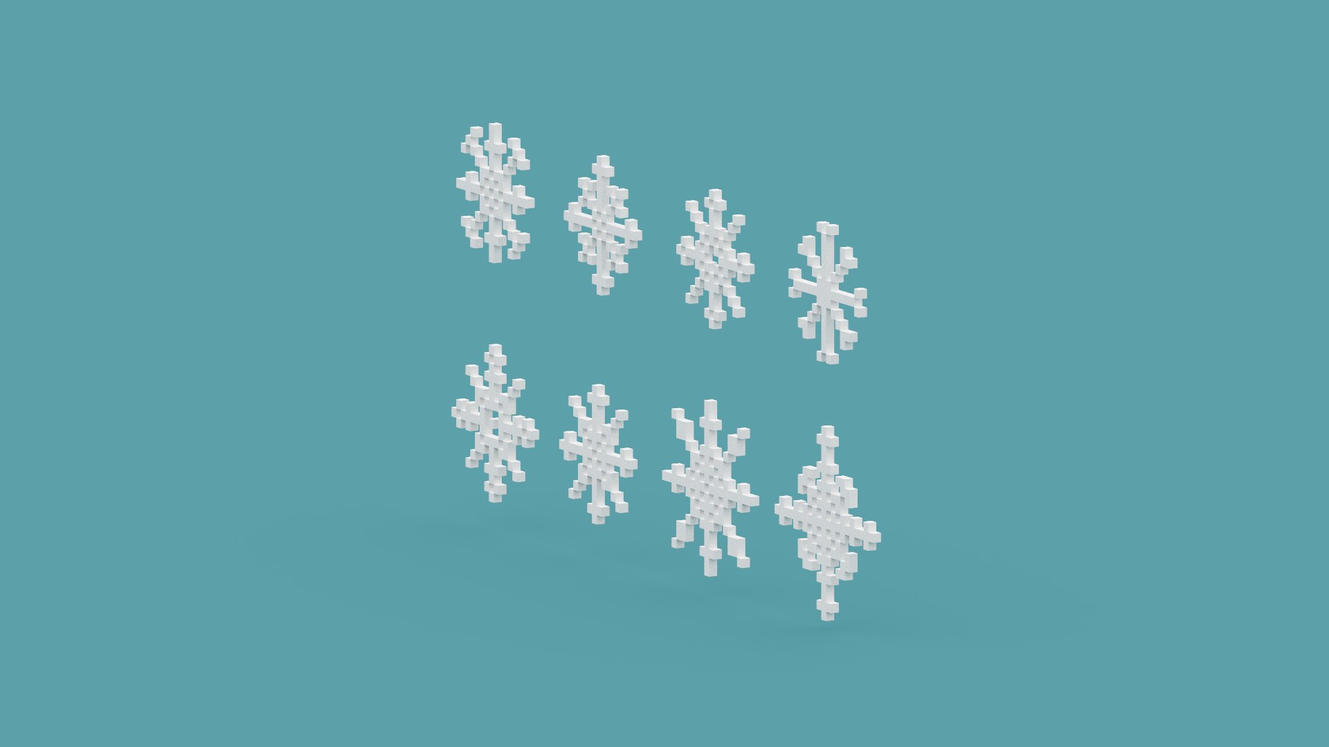 3D Pixel Snowflake Icon Set Model - TurboSquid 1971495
