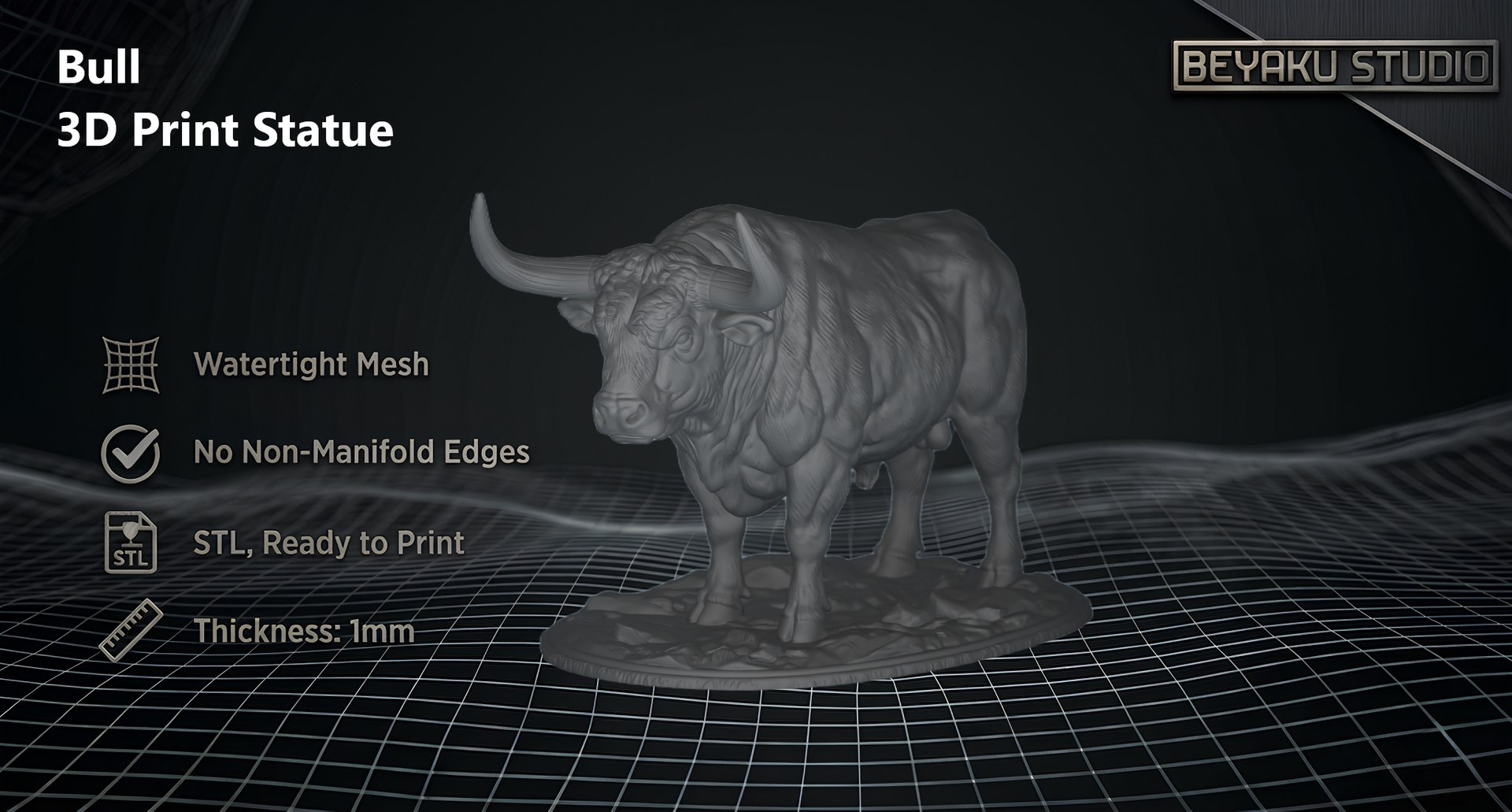 3D Bull Statue - STL File For 3D Printing - TurboSquid 2541567
