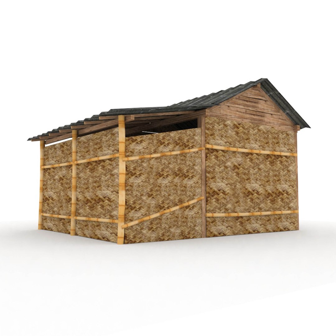 Wooden Hut With Woven Bamboo AKA Rumah Gedhek 3D Model - TurboSquid 2333449