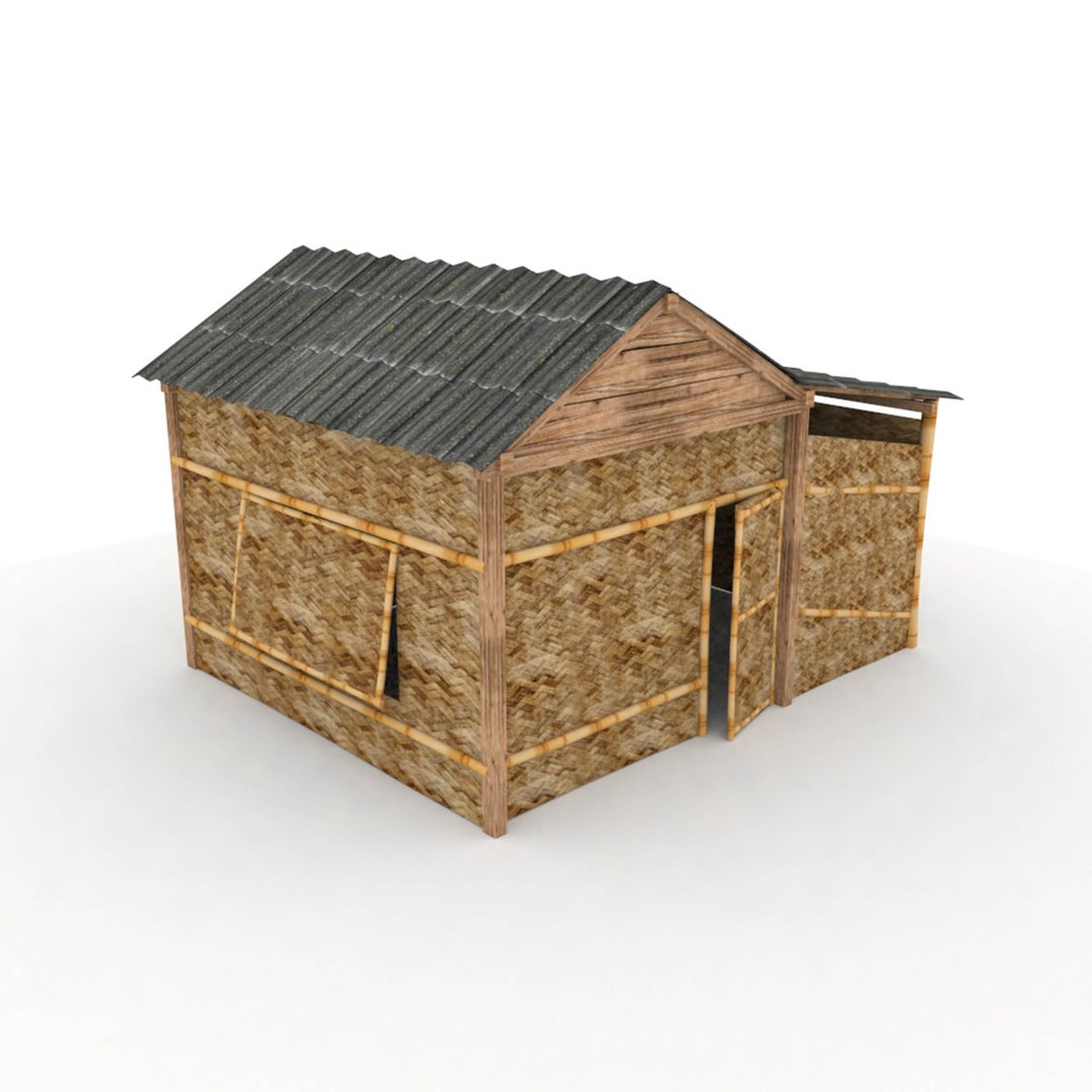 Wooden Hut With Woven Bamboo AKA Rumah Gedhek 3D Model - TurboSquid 2333449