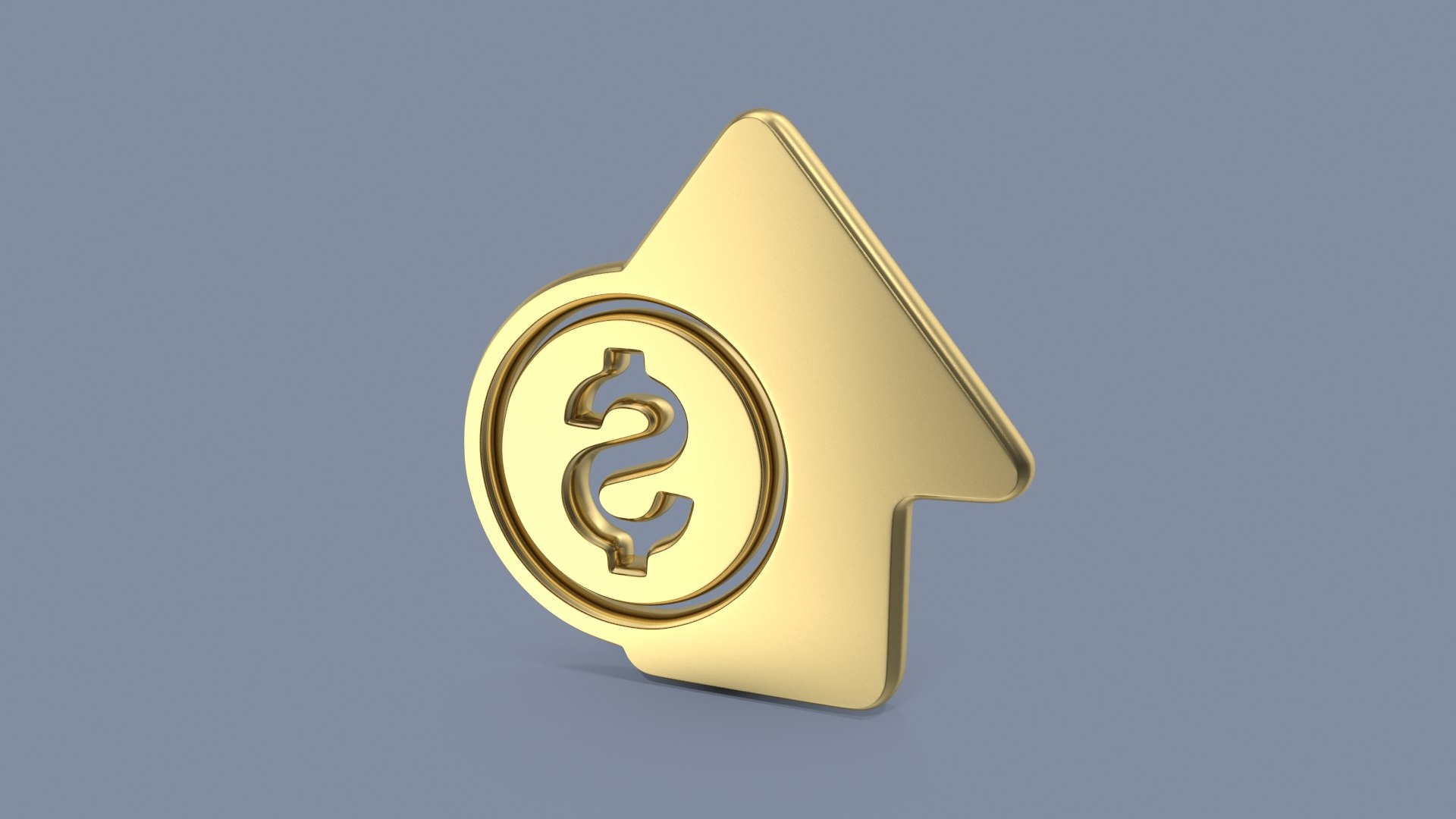 Arrow Up Dollar Increase Revenue Growth Symbol Gold Model - TurboSquid 2062920