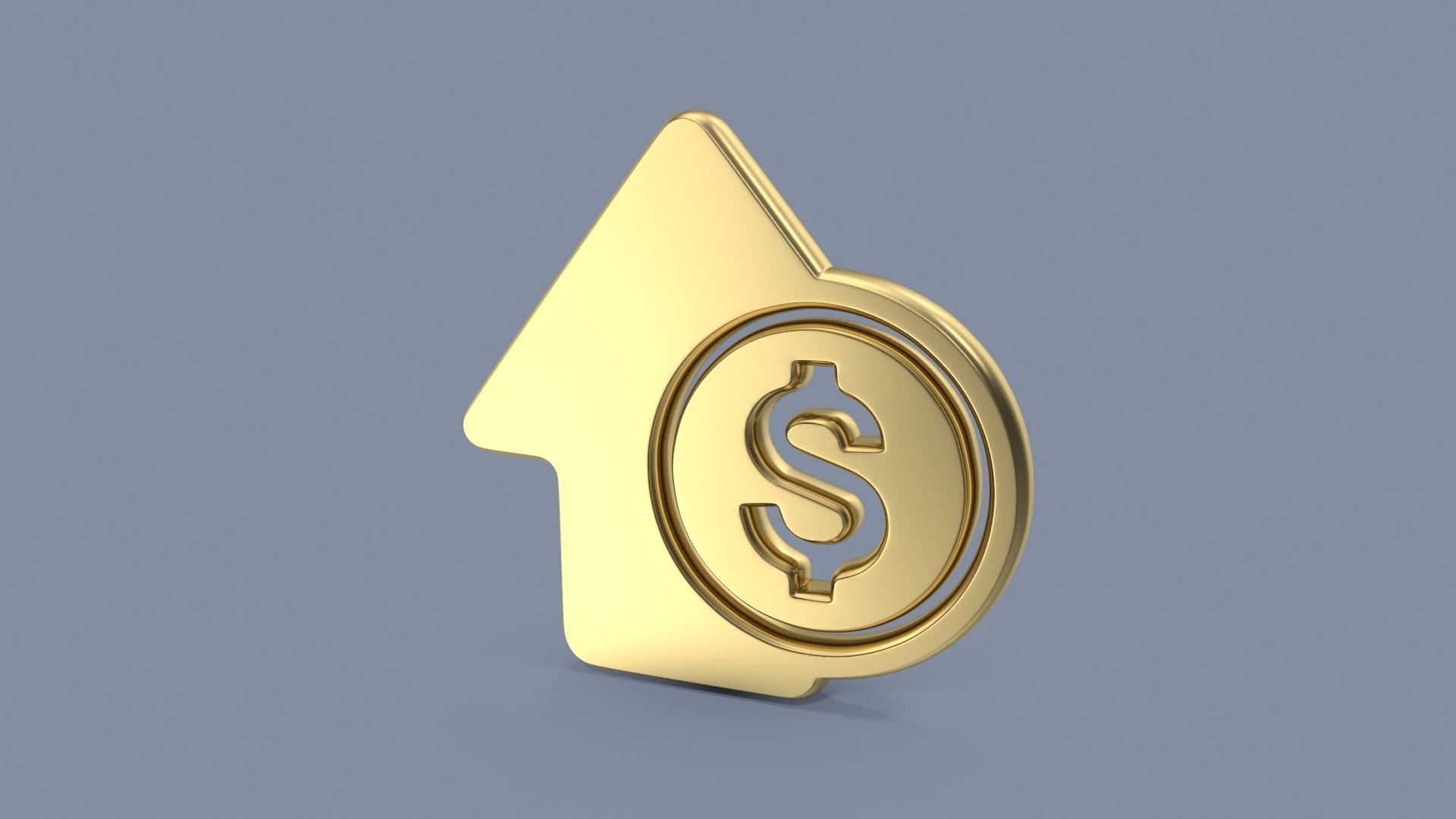 Arrow Up Dollar Increase Revenue Growth Symbol Gold Model - TurboSquid 2062920