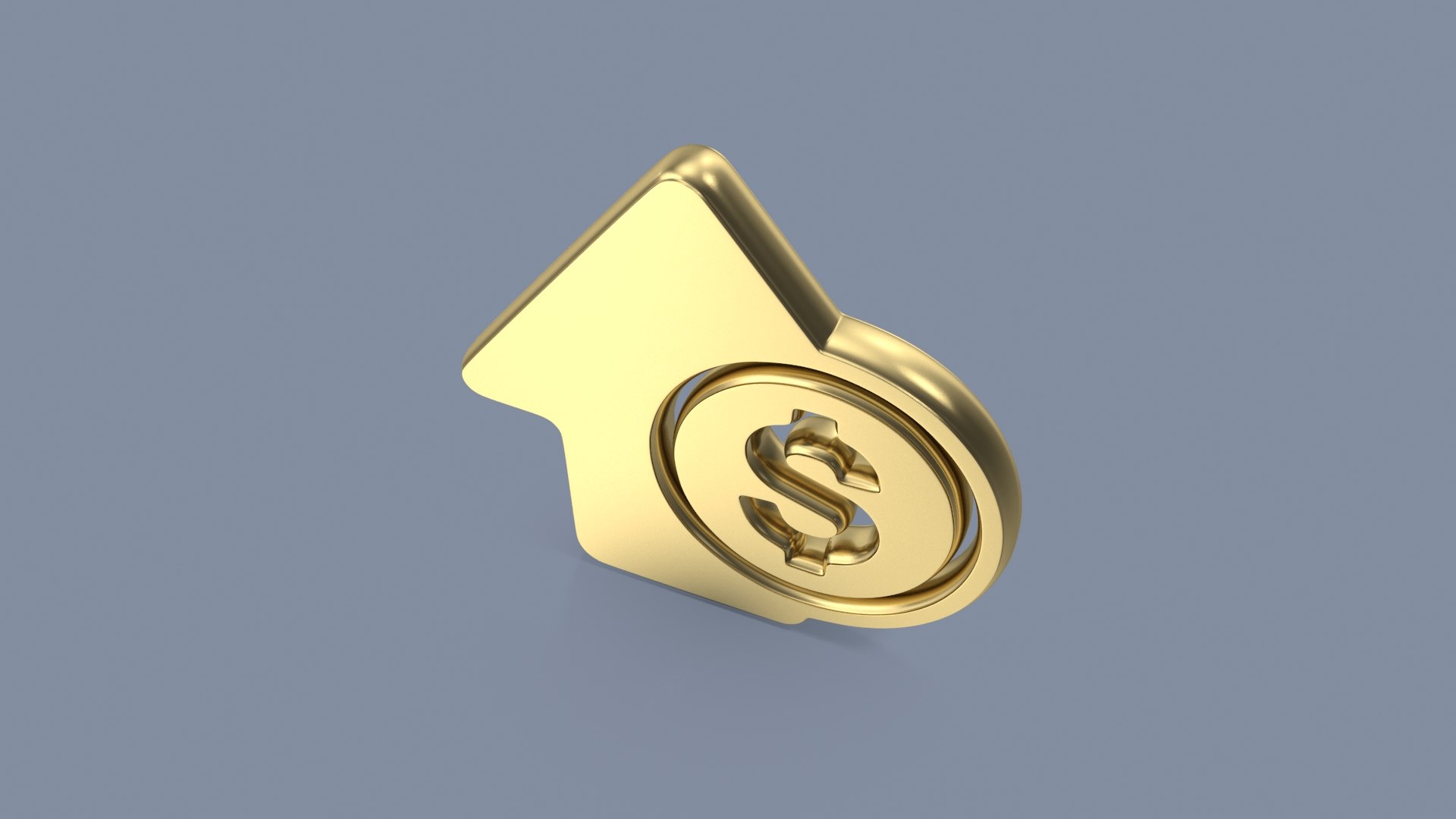 Arrow Up Dollar Increase Revenue Growth Symbol Gold Model - TurboSquid 2062920