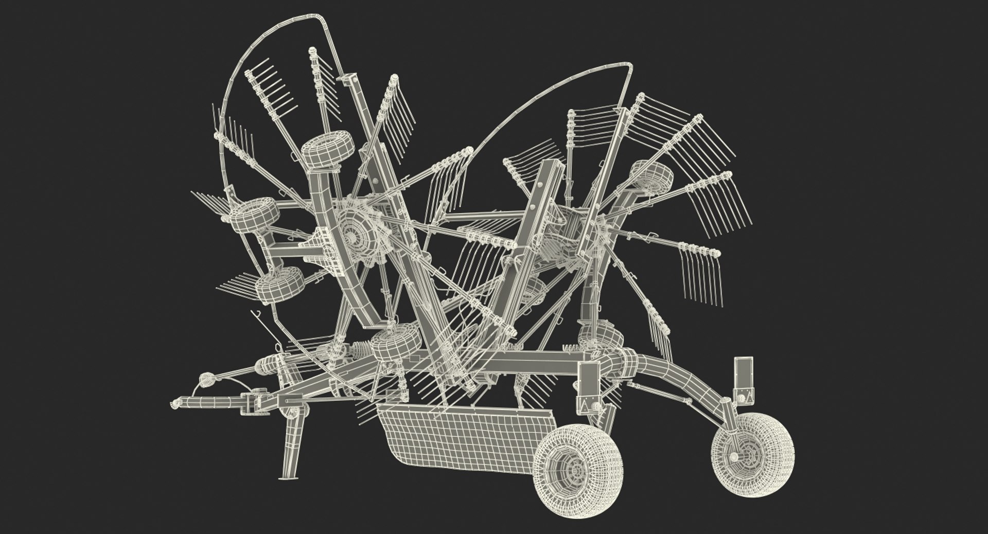 3D twin rotor hay rake model - TurboSquid 1332861
