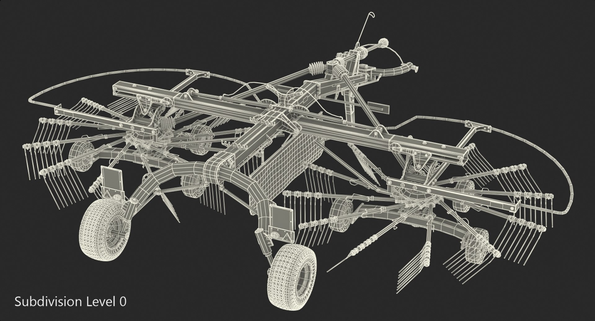 3D twin rotor hay rake model - TurboSquid 1332861