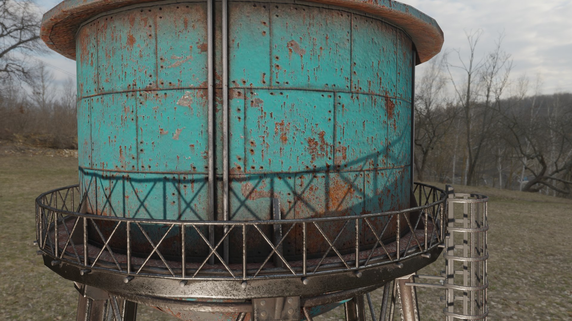 Old Realistic Rusty Water Tank 3D Model - TurboSquid 2098940