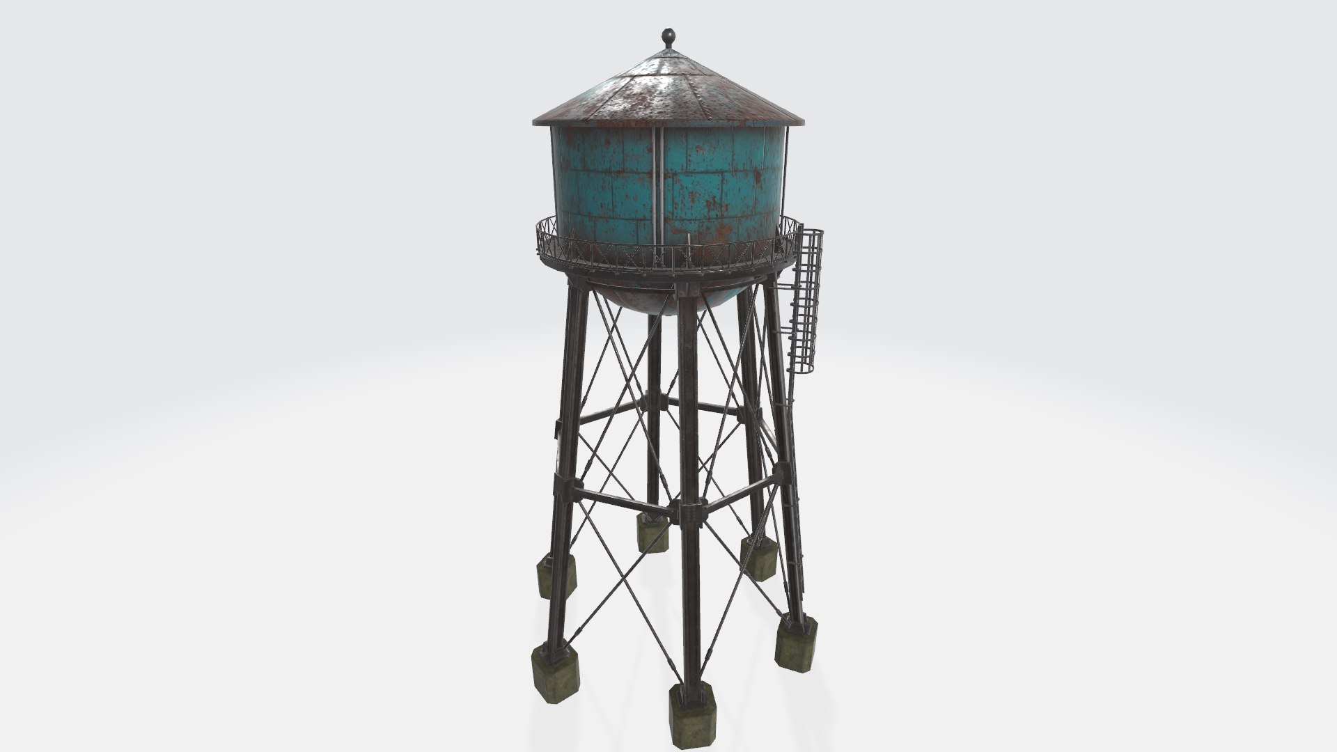 Old Realistic Rusty Water Tank 3D Model - TurboSquid 2098940