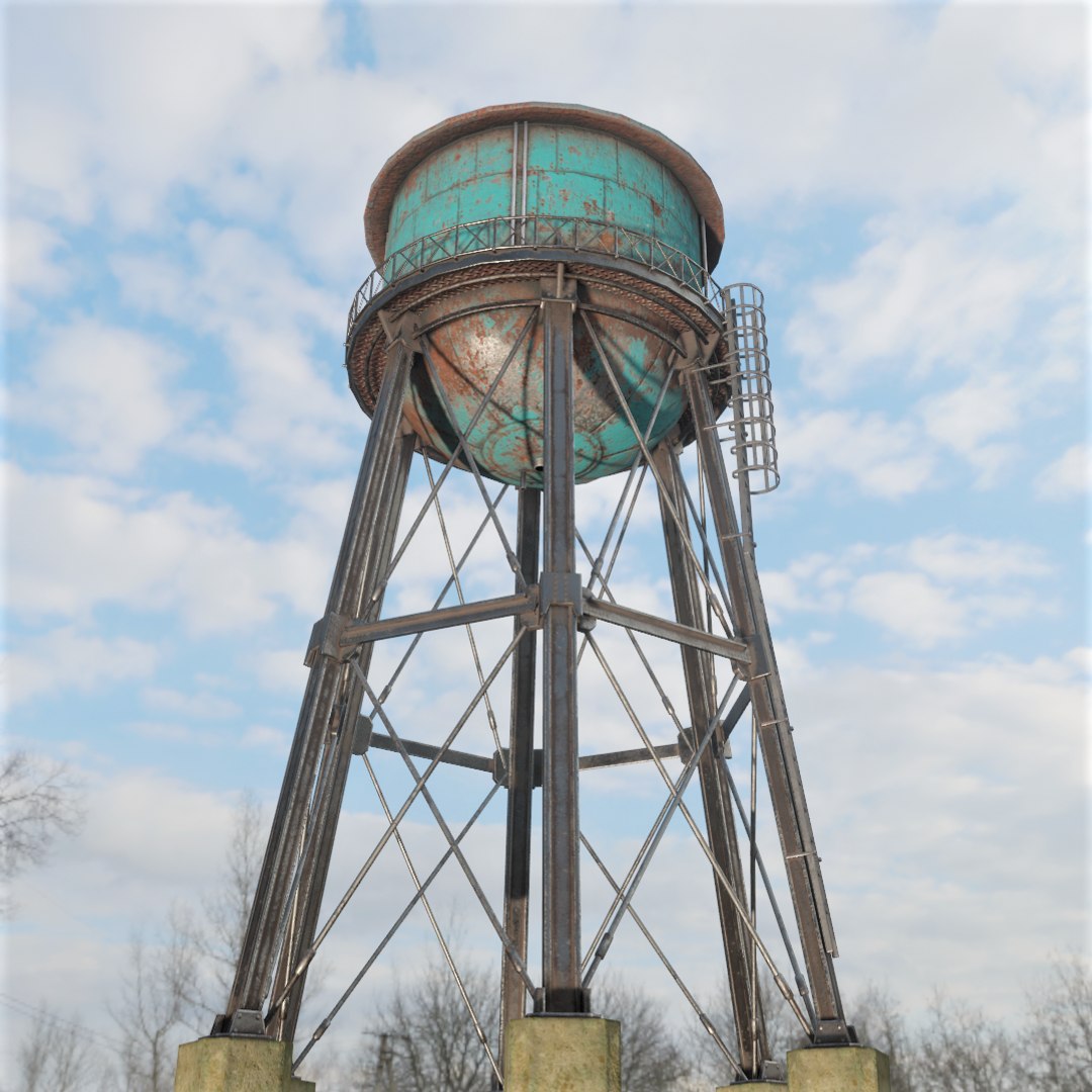Old Realistic Rusty Water Tank 3D Model - TurboSquid 2098940