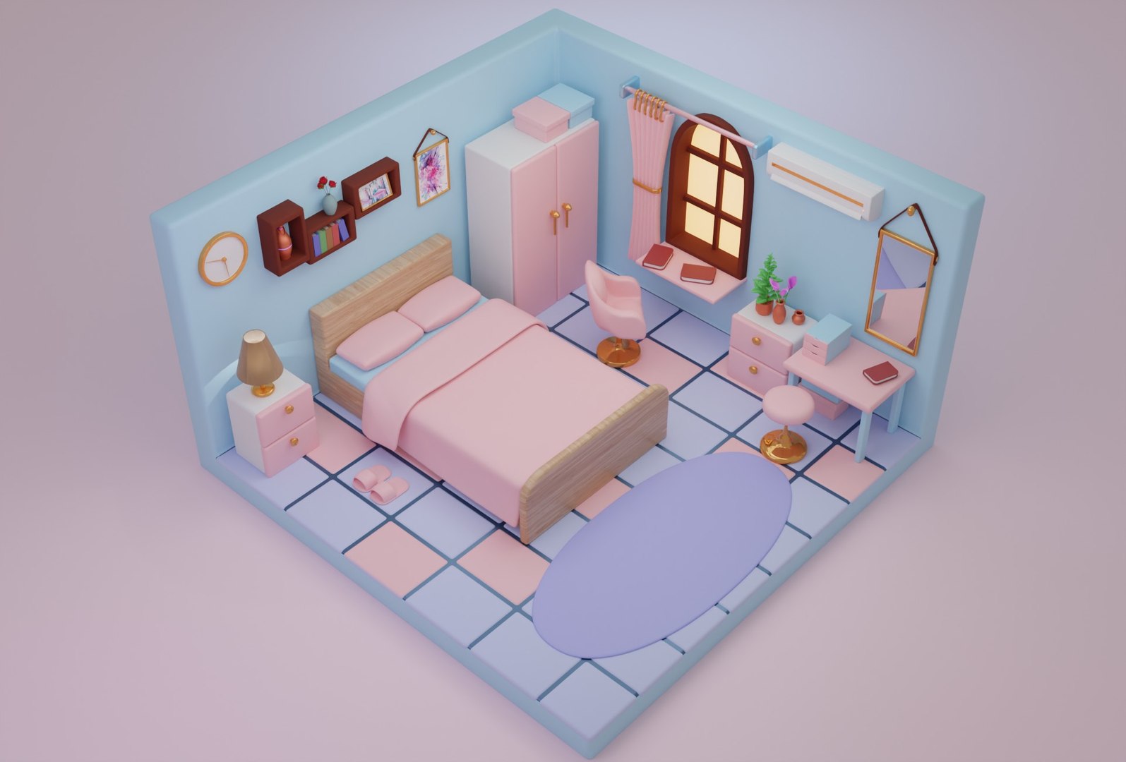 Cute Low Poly Room 3D Model - TurboSquid 2189651