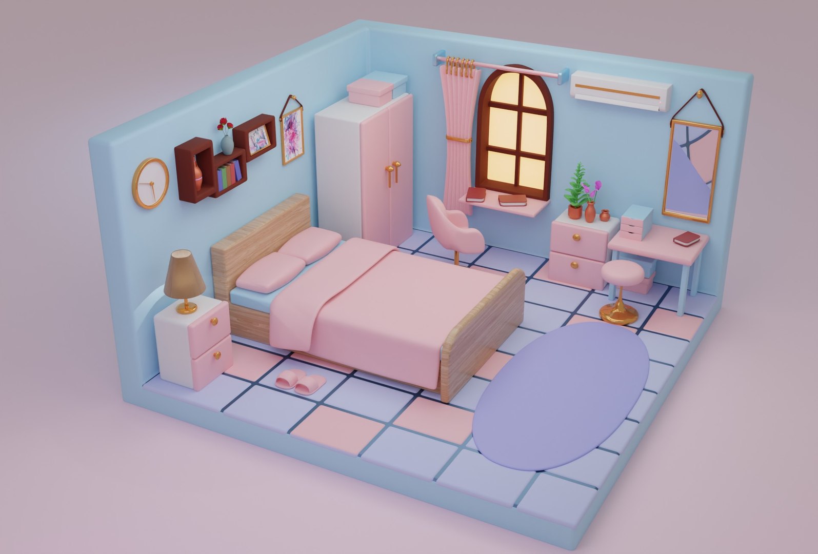 Cute Low Poly Room 3D Model - TurboSquid 2189651
