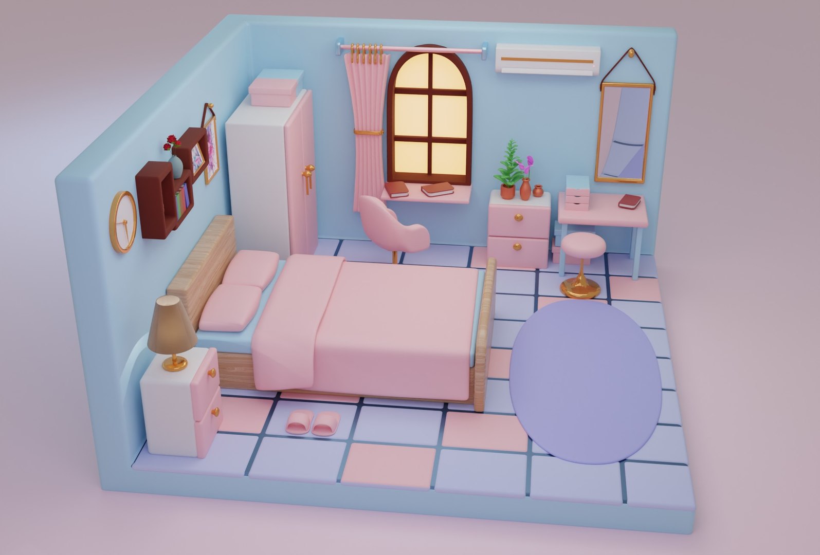 Cute Low Poly Room 3D Model - TurboSquid 2189651