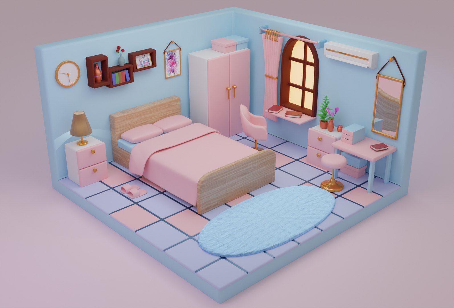 Cute Low Poly Room 3D Model - TurboSquid 2189651