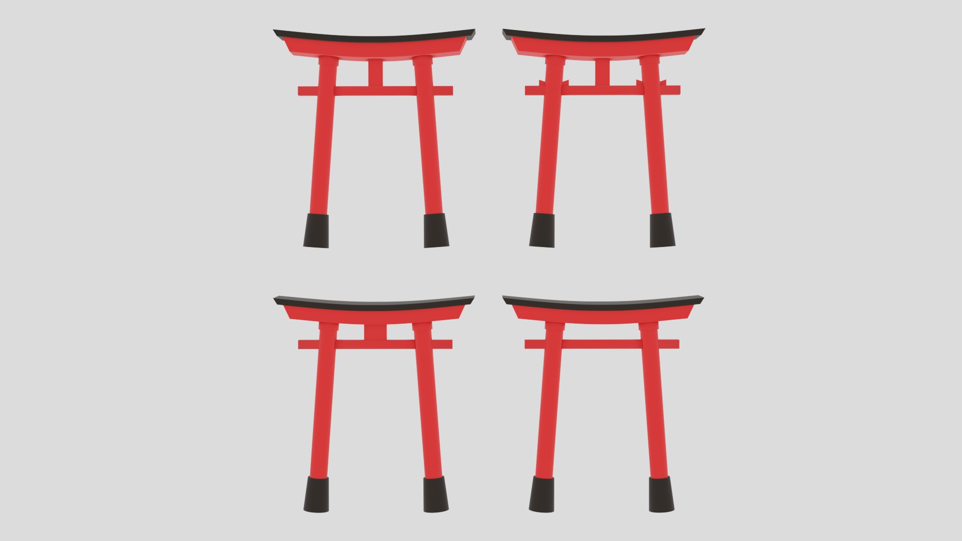 3D Japanese Torii Gate Set Low-poly - TurboSquid 1971968