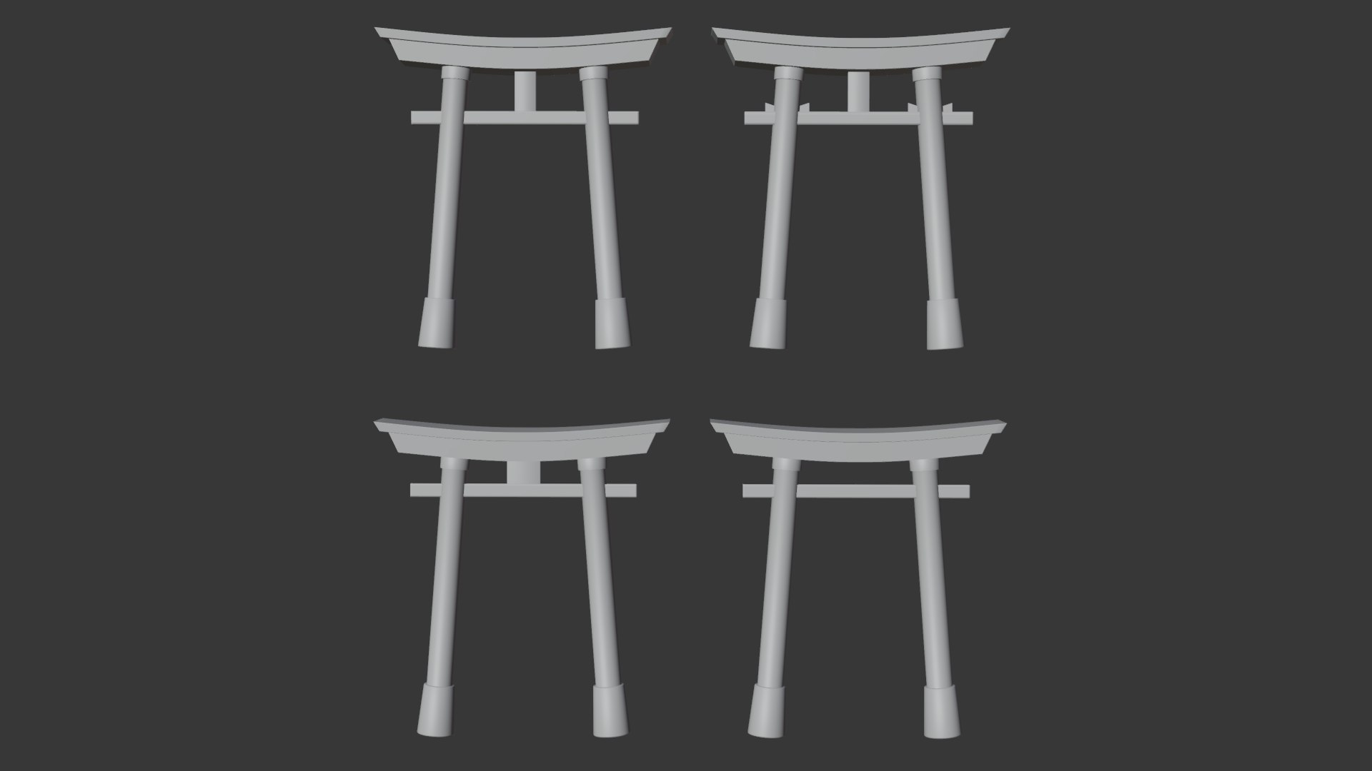 3D Japanese Torii Gate Set Low-poly - TurboSquid 1971968