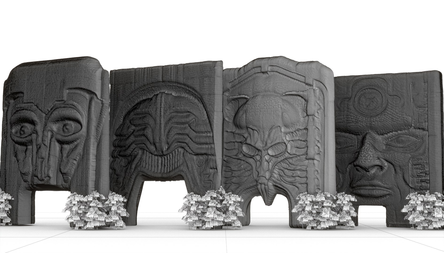 3D Brutalist Gate Walls Pack Model - TurboSquid 2174899
