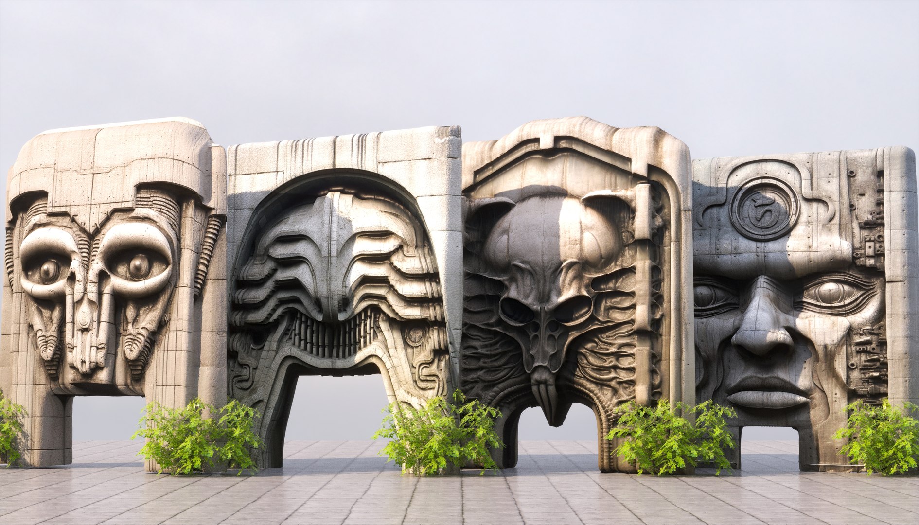 3D Brutalist Walls Pack model - TurboSquid 2174899