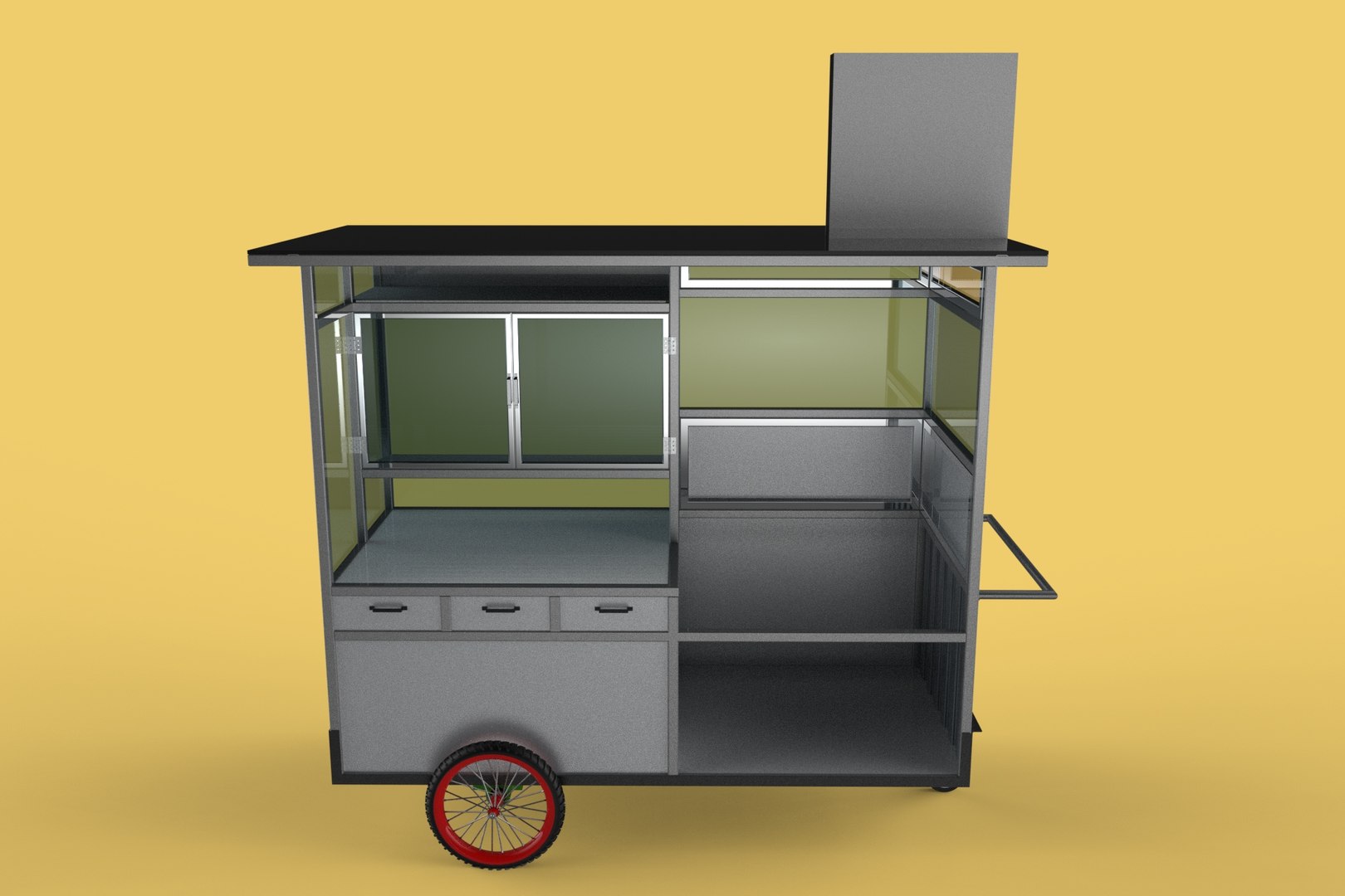 FRIED FOOD CART FRYER FOOD TRUCK CATERING SERVICE MOBILE OUTDOOR 3D ...