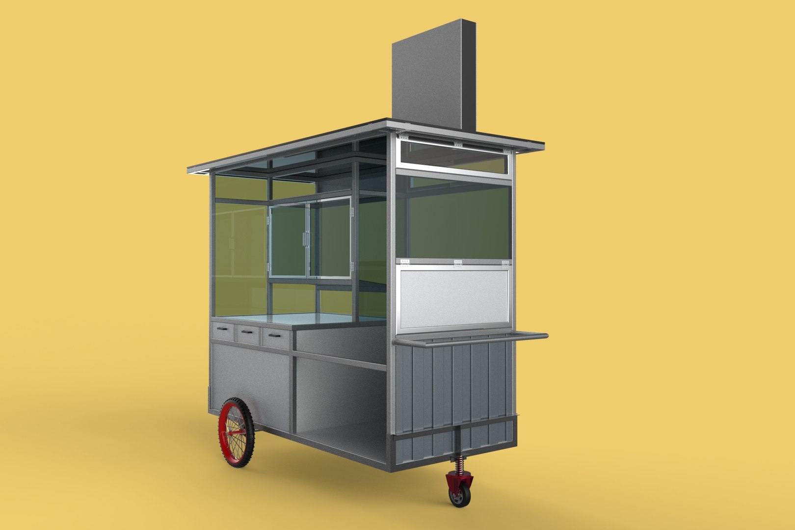 FRIED FOOD CART FRYER FOOD TRUCK CATERING SERVICE MOBILE OUTDOOR 3D ...