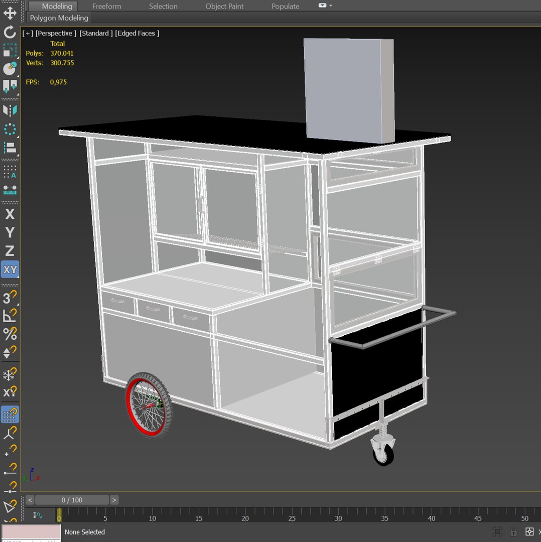 FRIED FOOD CART FRYER FOOD TRUCK CATERING SERVICE MOBILE OUTDOOR 3D ...