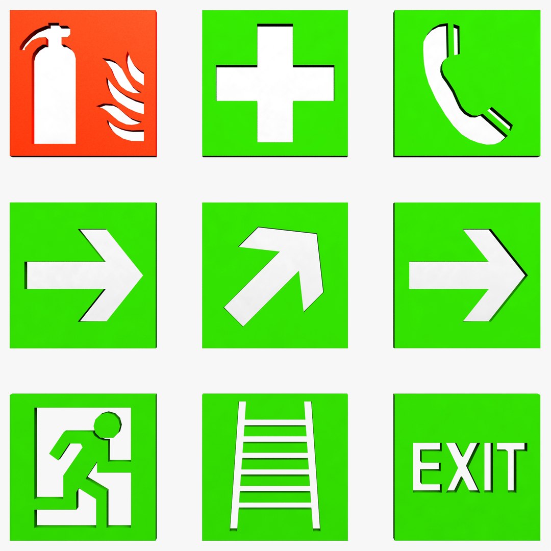 free escape signs 3d model