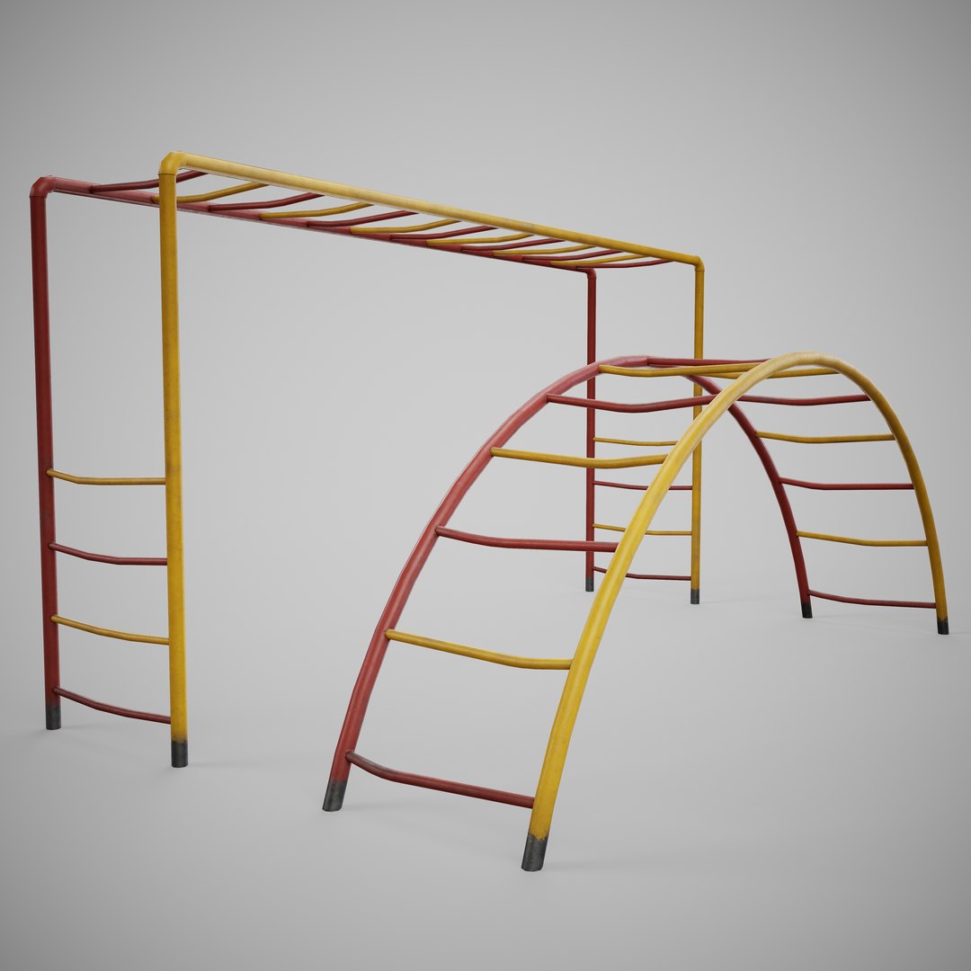 Set Of 2 Painted Playground Monkey Bars 3D Model - TurboSquid 2153766