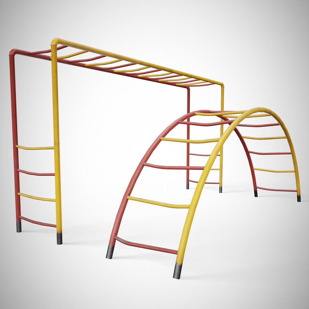 Set Of 2 Painted Playground Monkey Bars 3D Model - TurboSquid 2153766