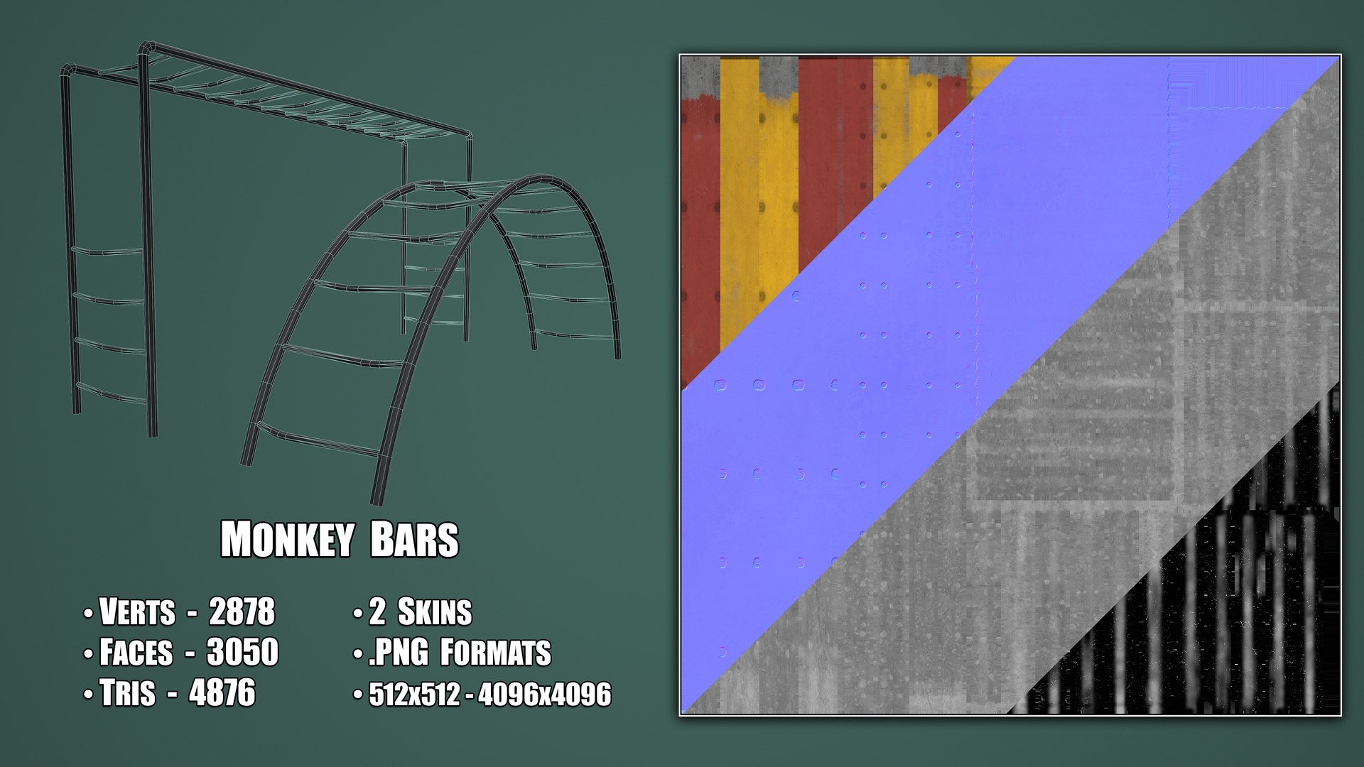 Set Of 2 Painted Playground Monkey Bars 3D Model - TurboSquid 2153766