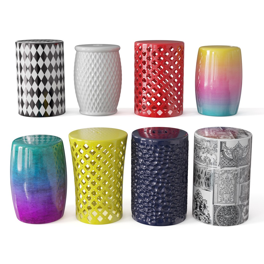 Ceramic Garden Stool Collection 3D Model - TurboSquid 1908100