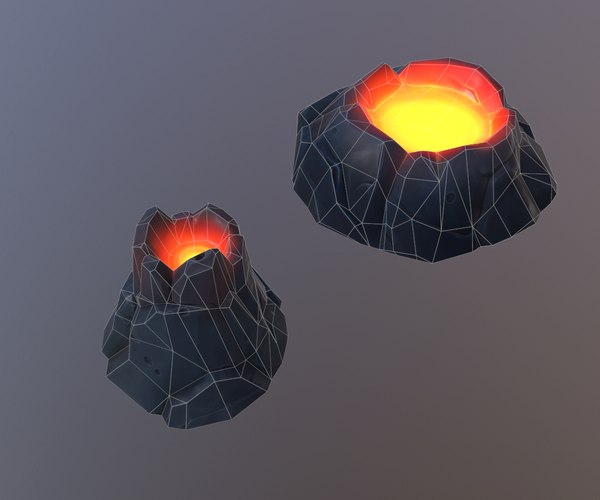 3d model tiny cartoon volcanoes