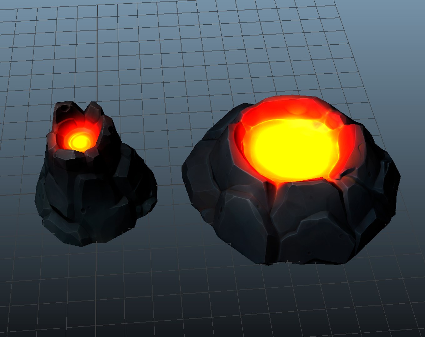 3d model tiny cartoon volcanoes
