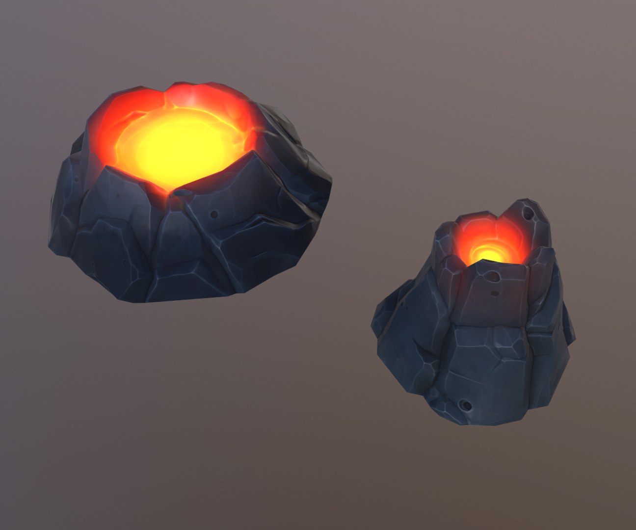 3d model tiny cartoon volcanoes