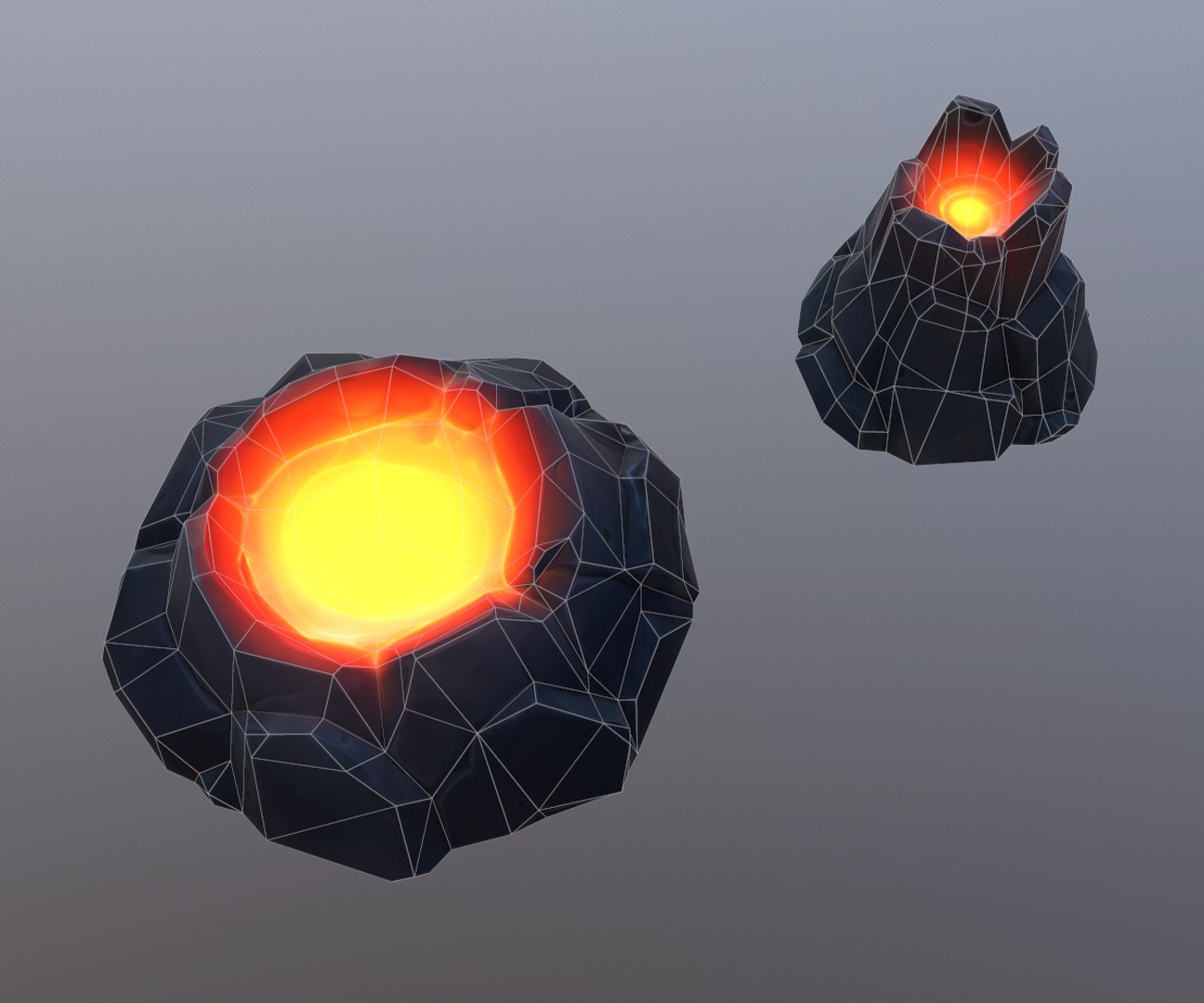 3d model tiny cartoon volcanoes