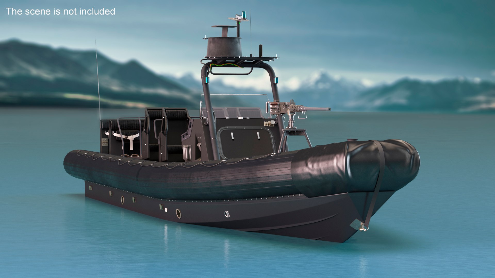 3D Military Black Inflatable Boat with Machine Gun model - TurboSquid ...