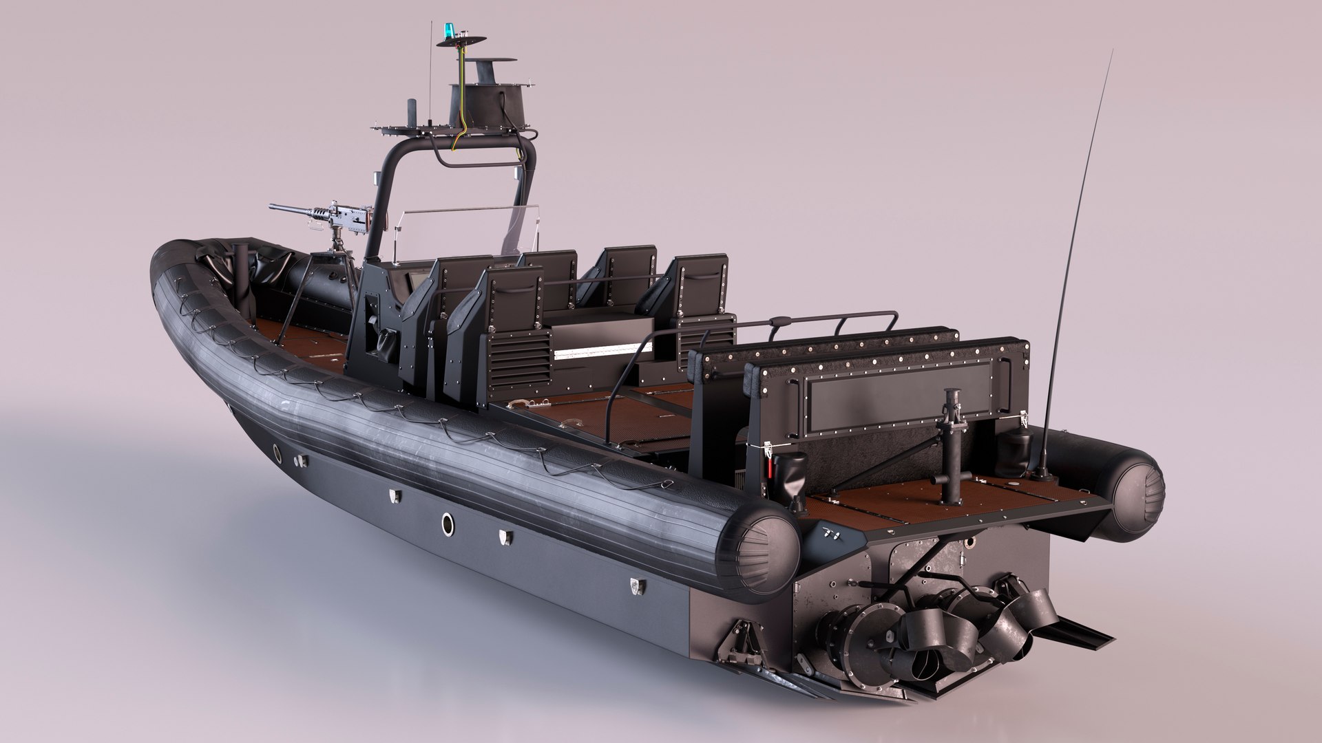 3D Military Black Inflatable Boat with Machine Gun model - TurboSquid ...