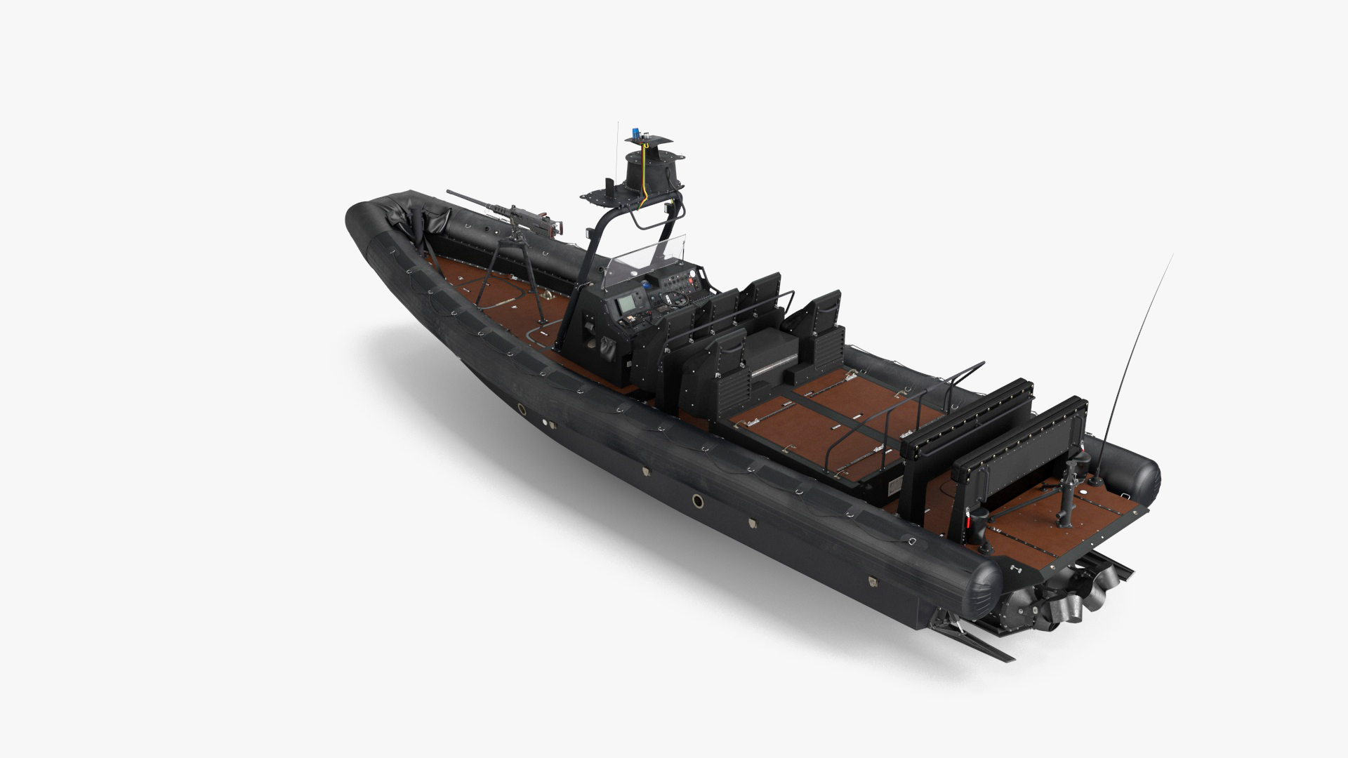 3D Military Black Inflatable Boat with Machine Gun model - TurboSquid ...