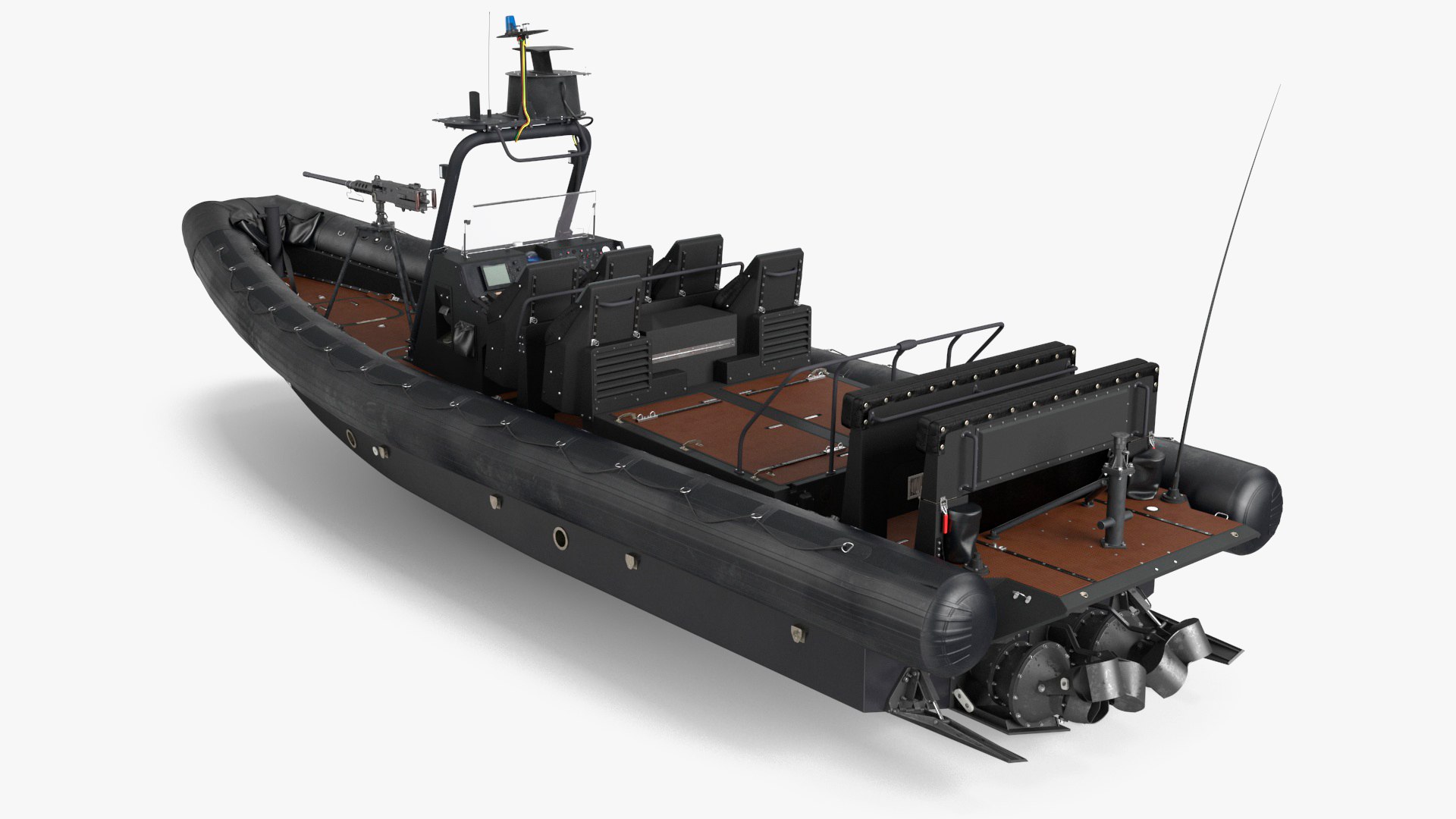 3D Military Black Inflatable Boat with Machine Gun model - TurboSquid ...