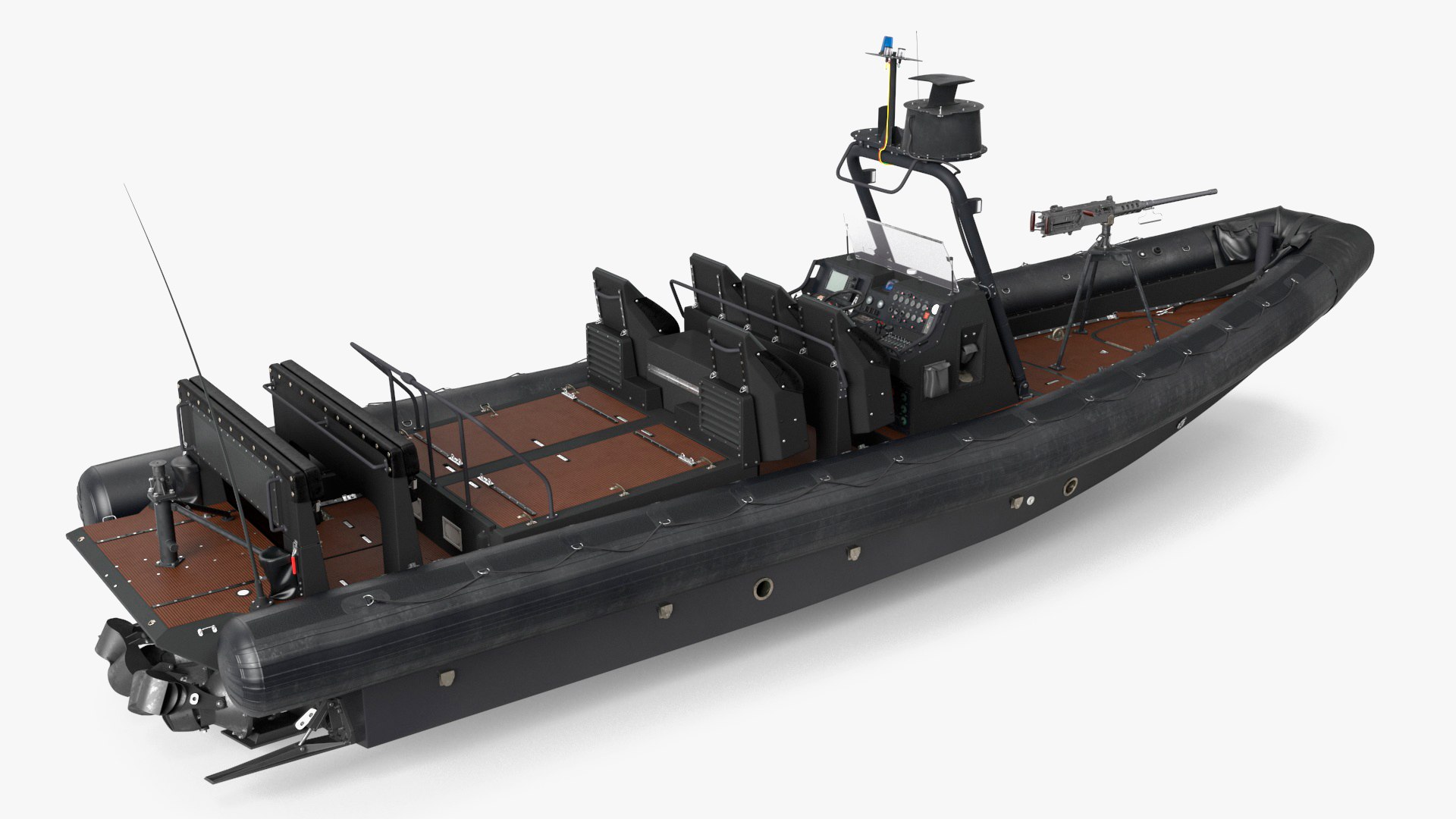 3D Military Black Inflatable Boat with Machine Gun model - TurboSquid ...