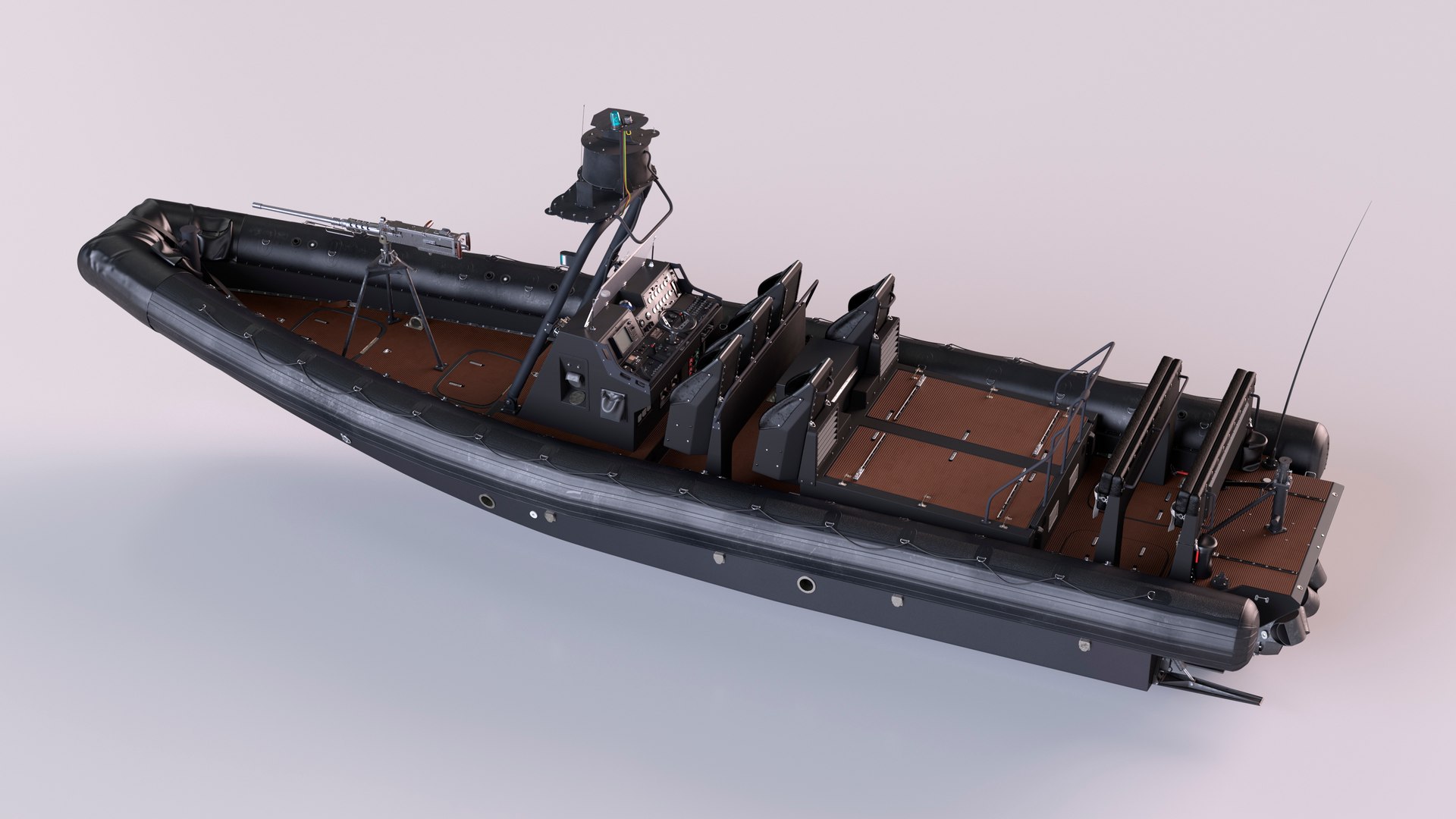 3D Military Black Inflatable Boat with Machine Gun model - TurboSquid ...