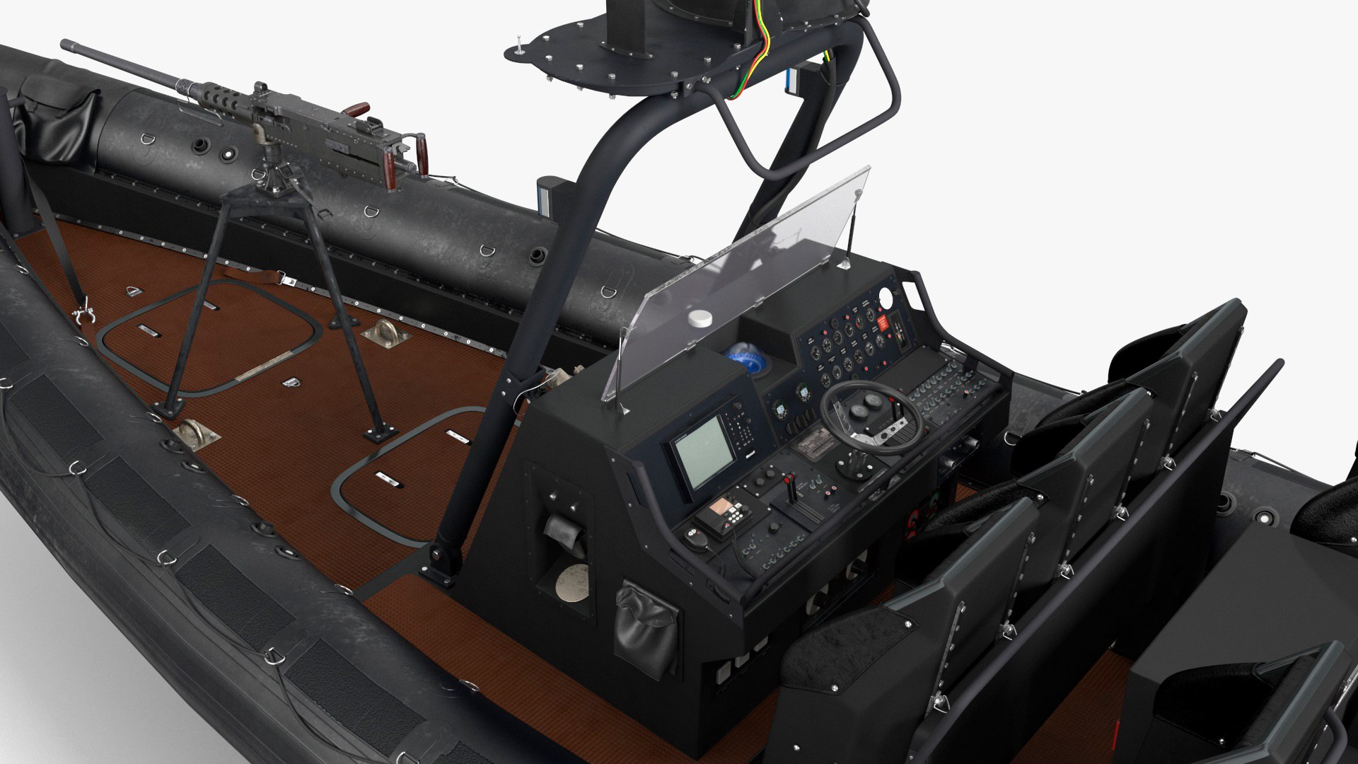 3D Military Black Inflatable Boat with Machine Gun model - TurboSquid ...